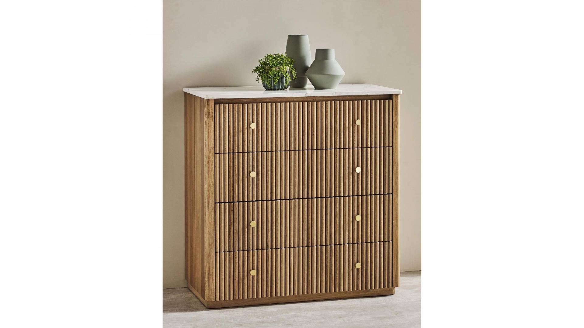 Como 4-Drawer Tallboy with Stone Top | Harvey Norman