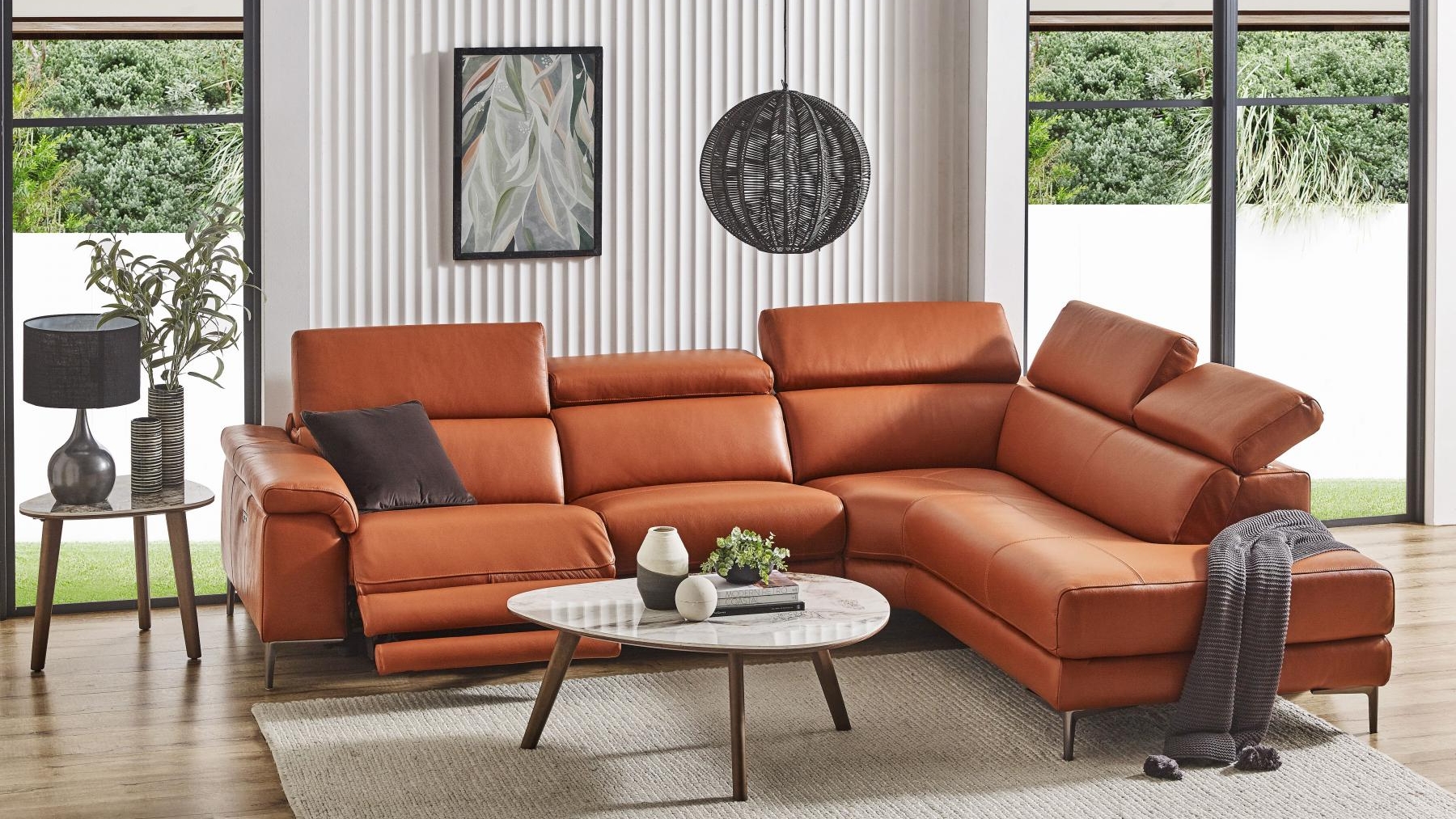 Senna Leather Corner Sofa with Powered Recliner Harvey Norman
