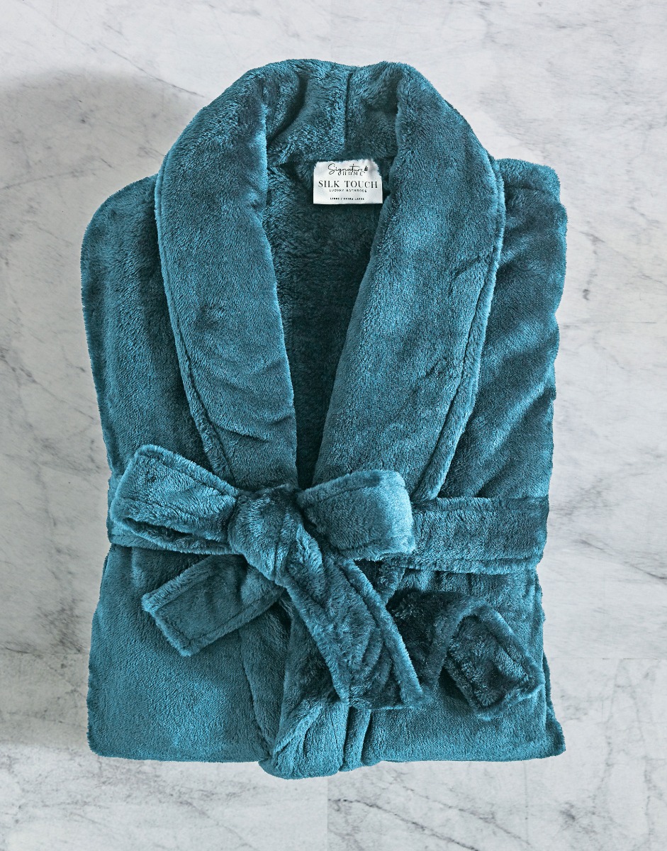 Silk Touch Navy Luxury Bathrobe - Small/Medium | Harvey Norman