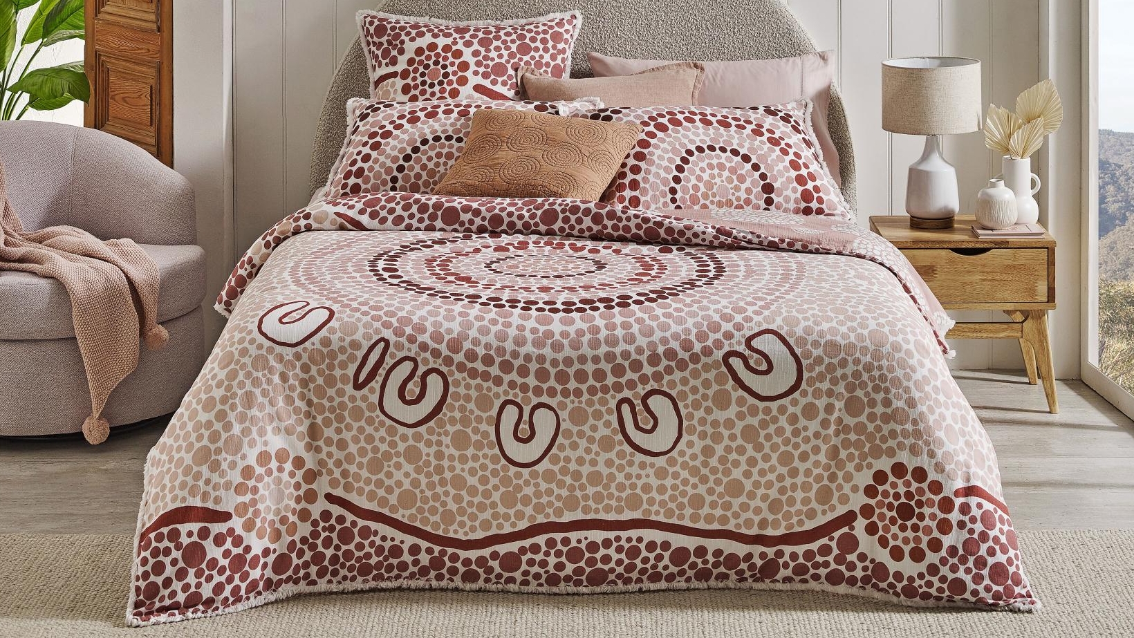 Ngunandhira Connection Dusty Rose Quilt Cover Set - Double | Harvey Norman