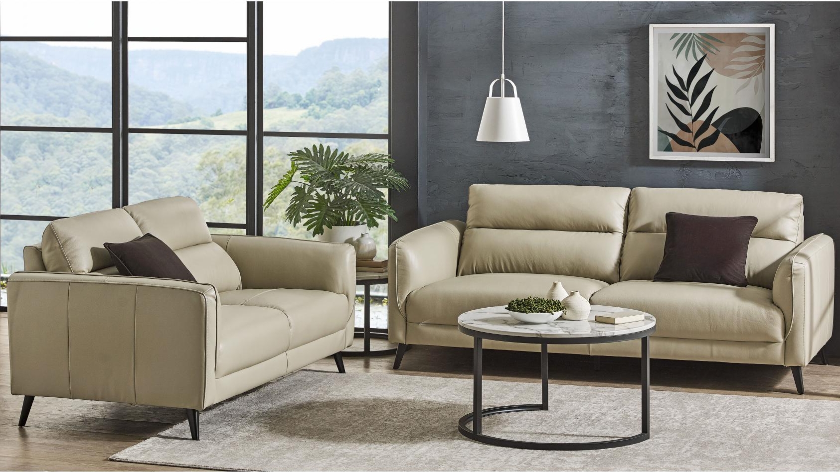 Addison 2 Piece Leather Lounge Suite Harvey Norman