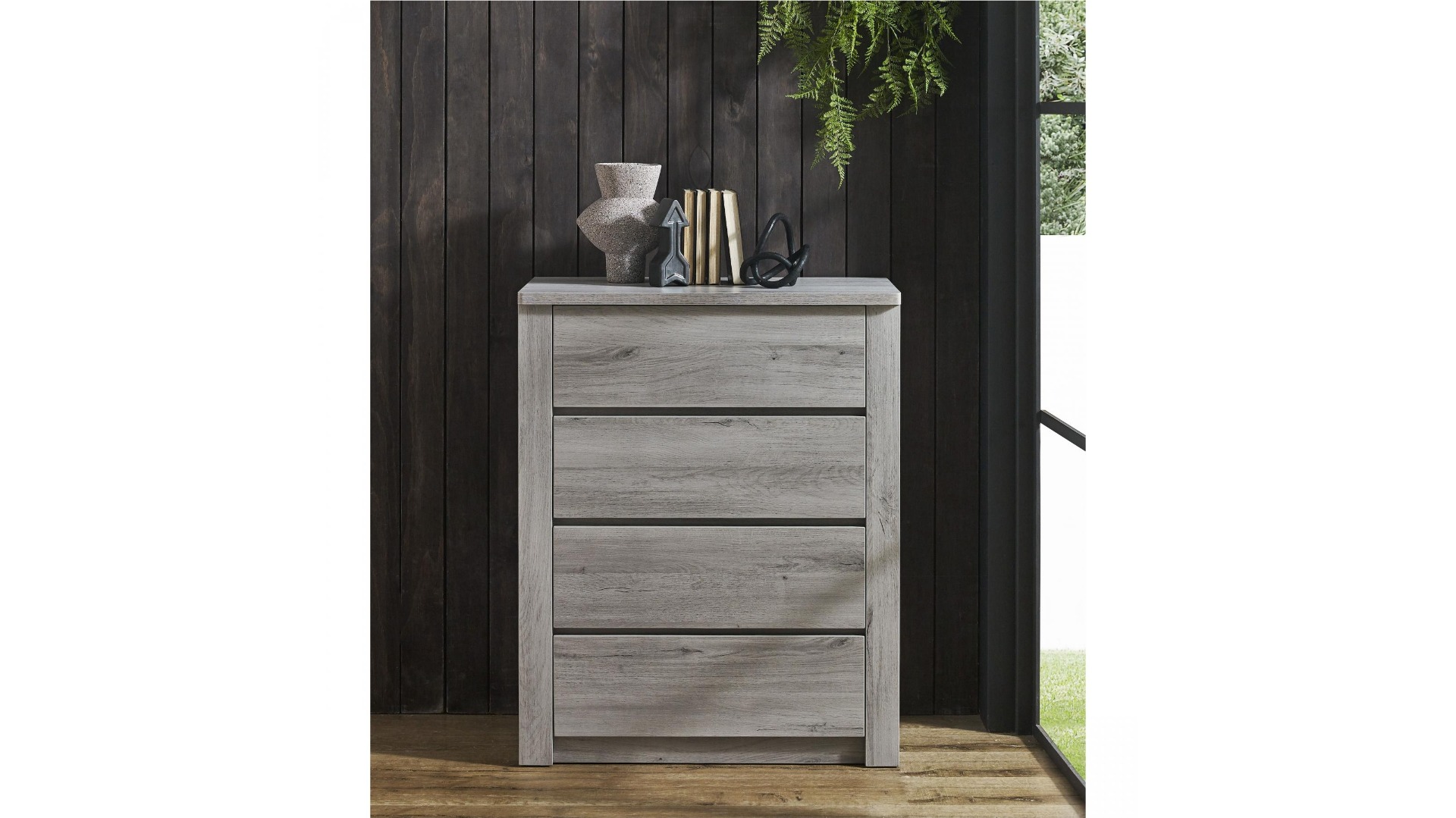 Venus Washed Grey 4-Drawer Tallboy | Harvey Norman