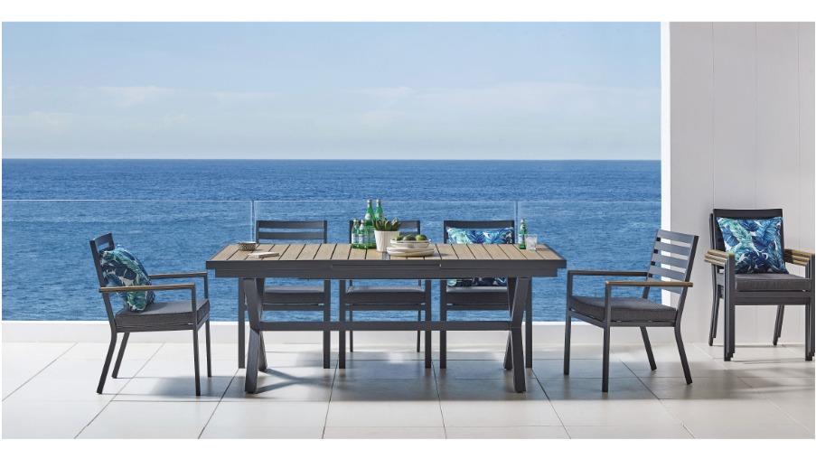 Bella 9-Piece Outdoor Rectangular Extension Dining Setting - Graphite ...