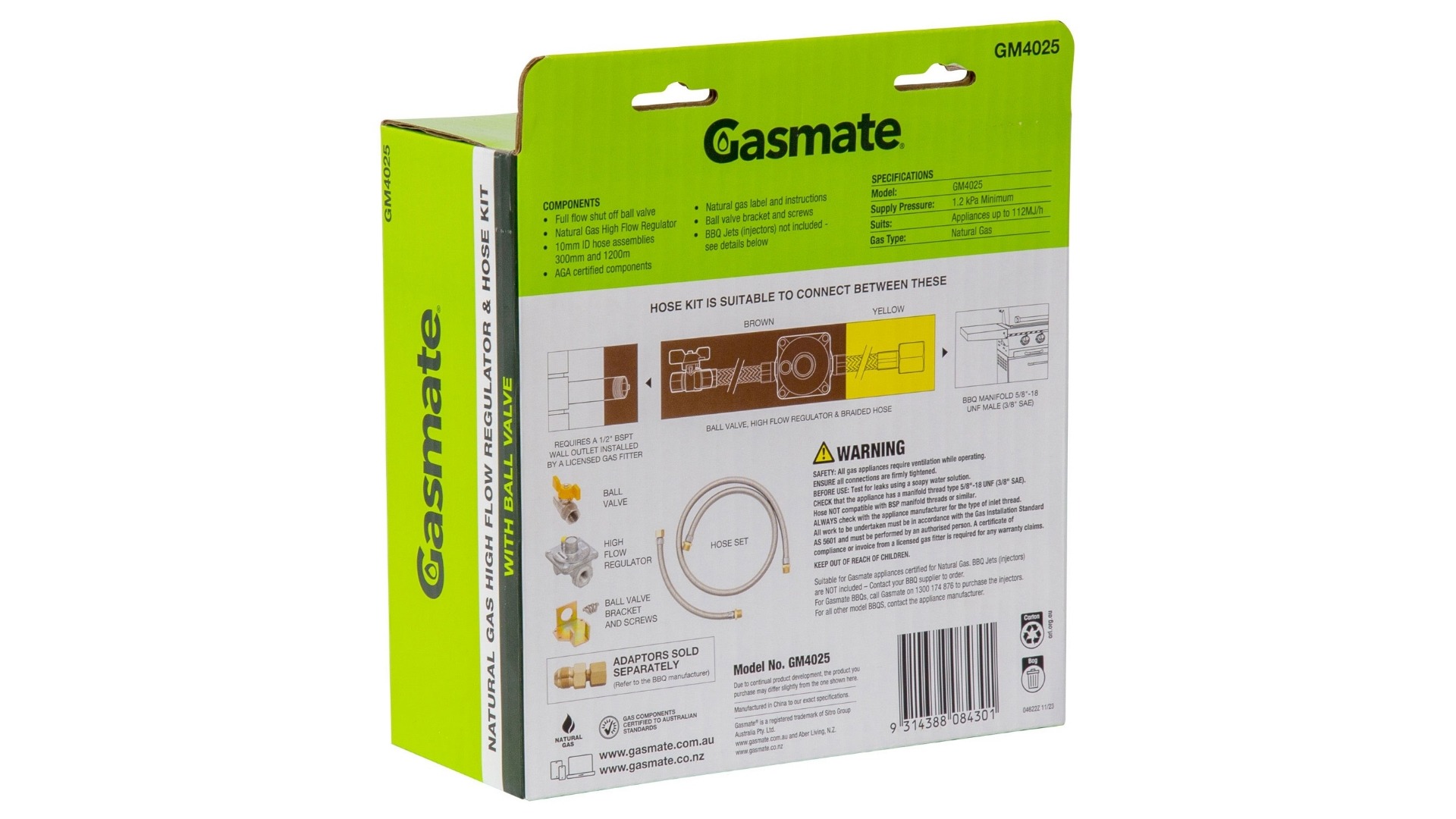 Gasmate Natural Gas High Flow Regulator and Hose Kit | Harvey Norman