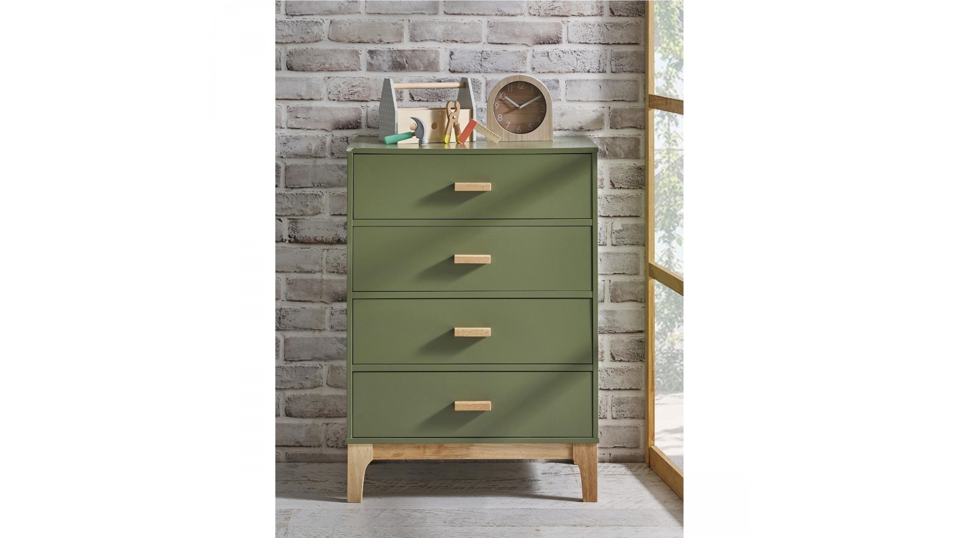Artie 4-Drawer Tallboy - Green | Harvey Norman