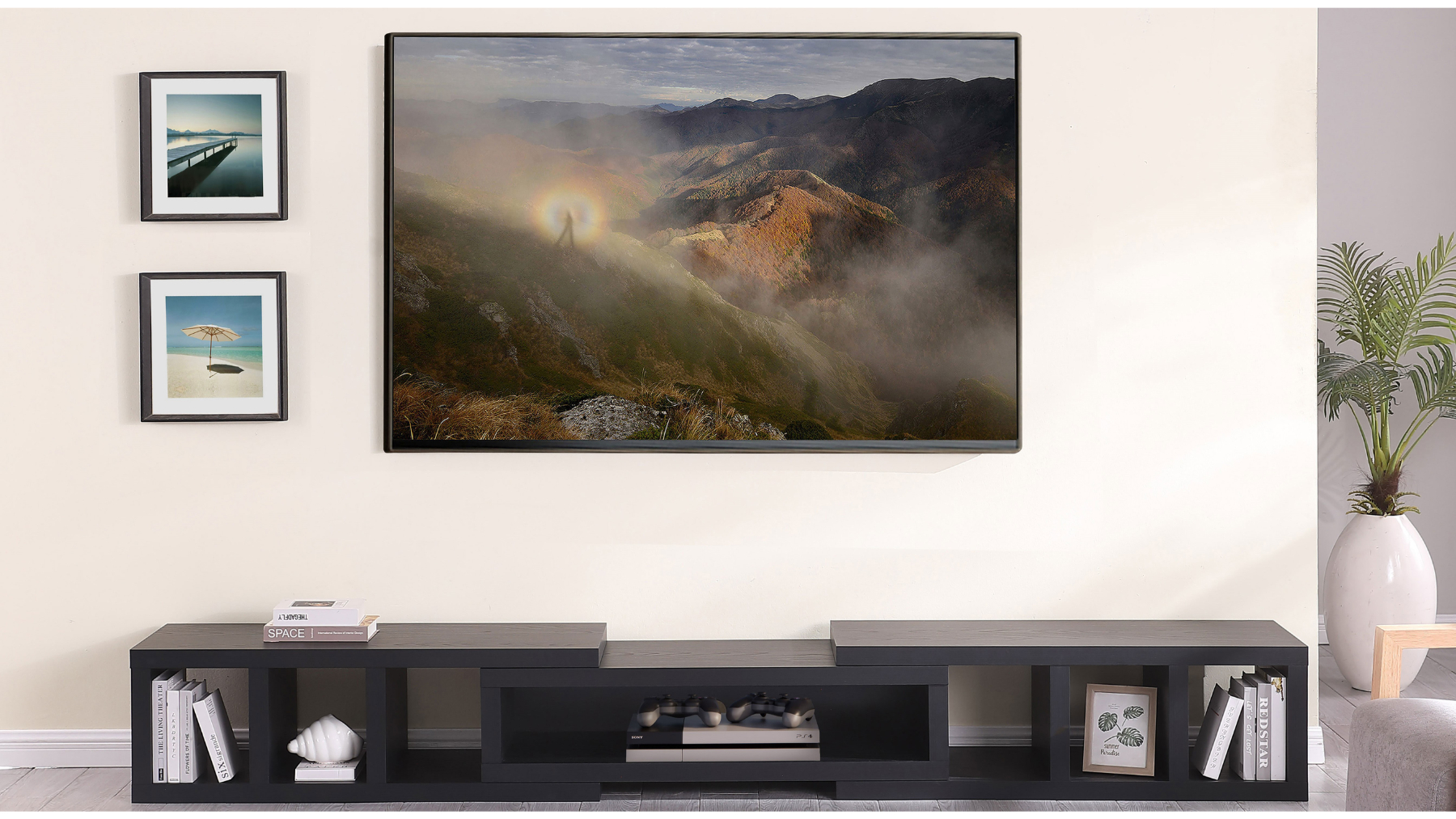 Astro Extendable Lowline Entertainment Unit - Black Oak | Harvey Norman