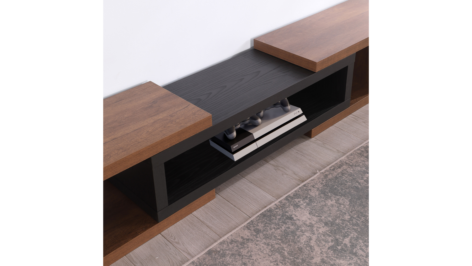 Astro Extendable Lowline Entertainment Unit - Dark Oak/Black | Harvey ...