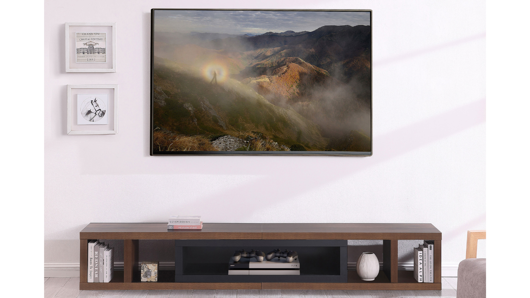 Astro Extendable Lowline Entertainment Unit - Dark Oak/Black | Harvey ...