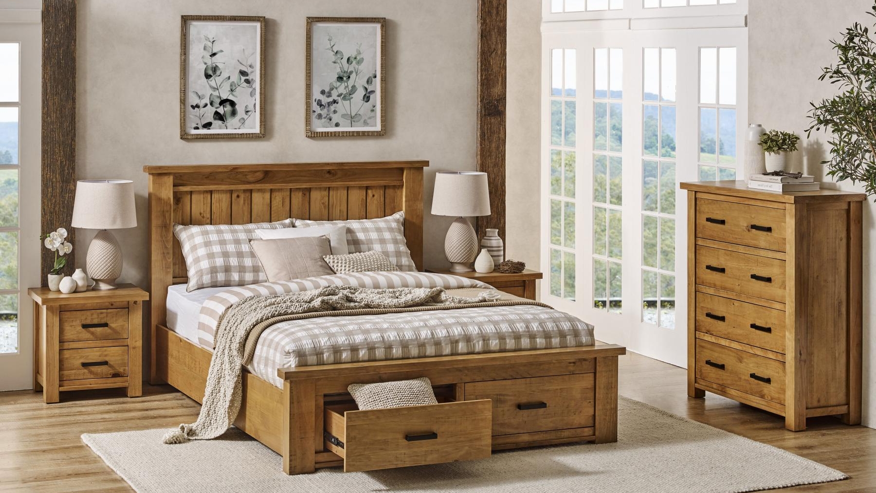 Cobar Light Oak 2-Drawer Bed - Double | Harvey Norman