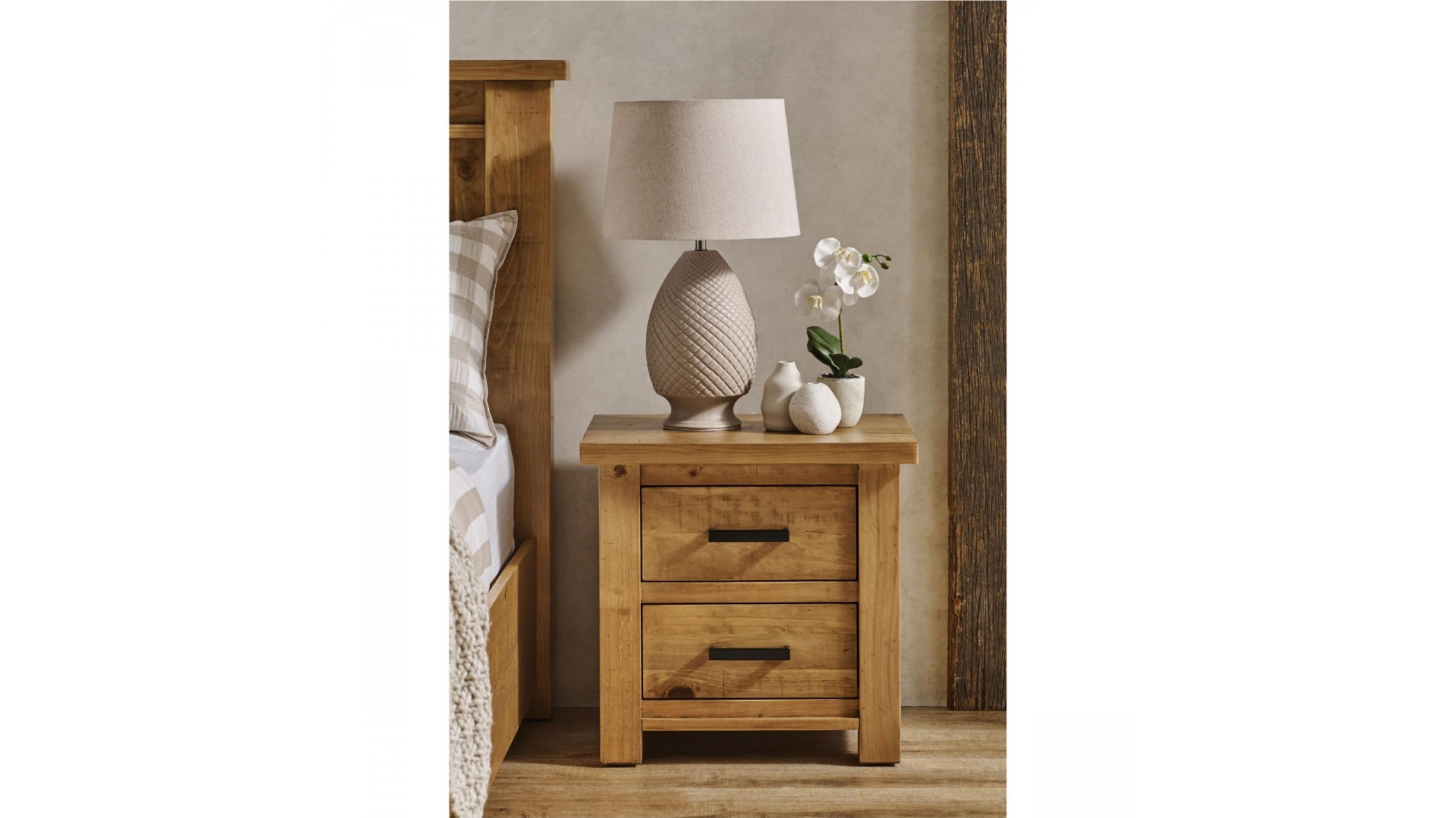 Cobar Light Oak 2-Drawer Bedside Table | Harvey Norman