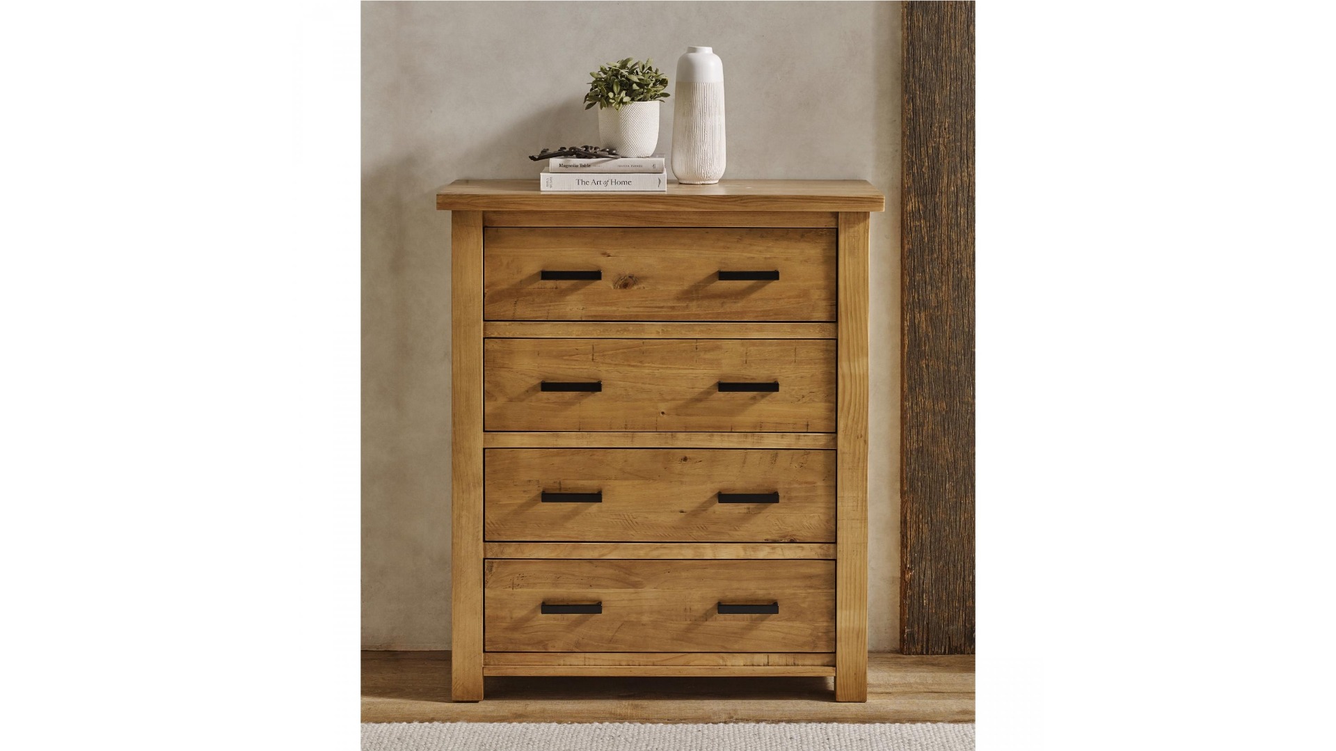 Cobar Light Oak 4-Drawer Tallboy | Harvey Norman