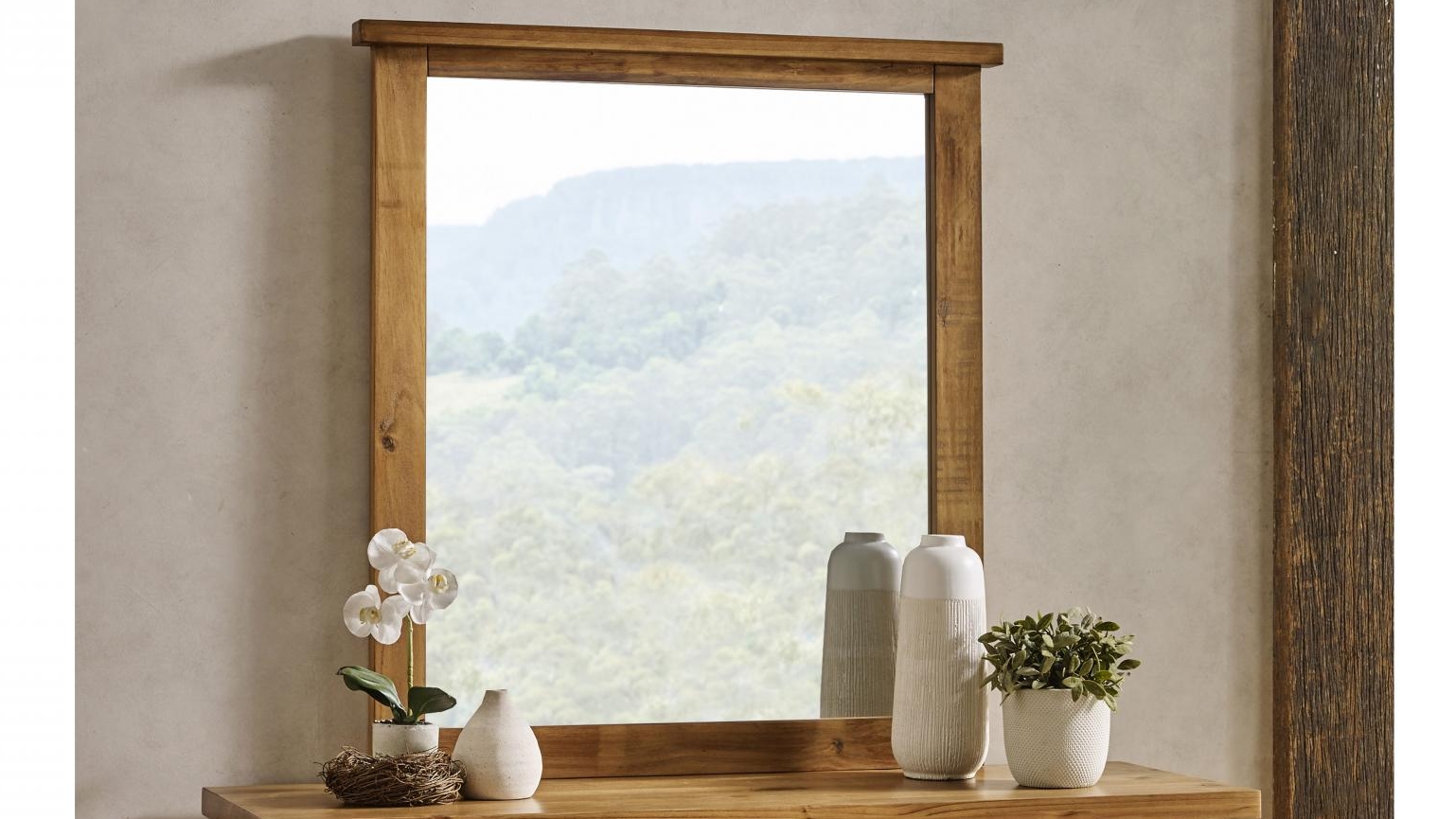 Cobar Light Oak Mirror | Harvey Norman