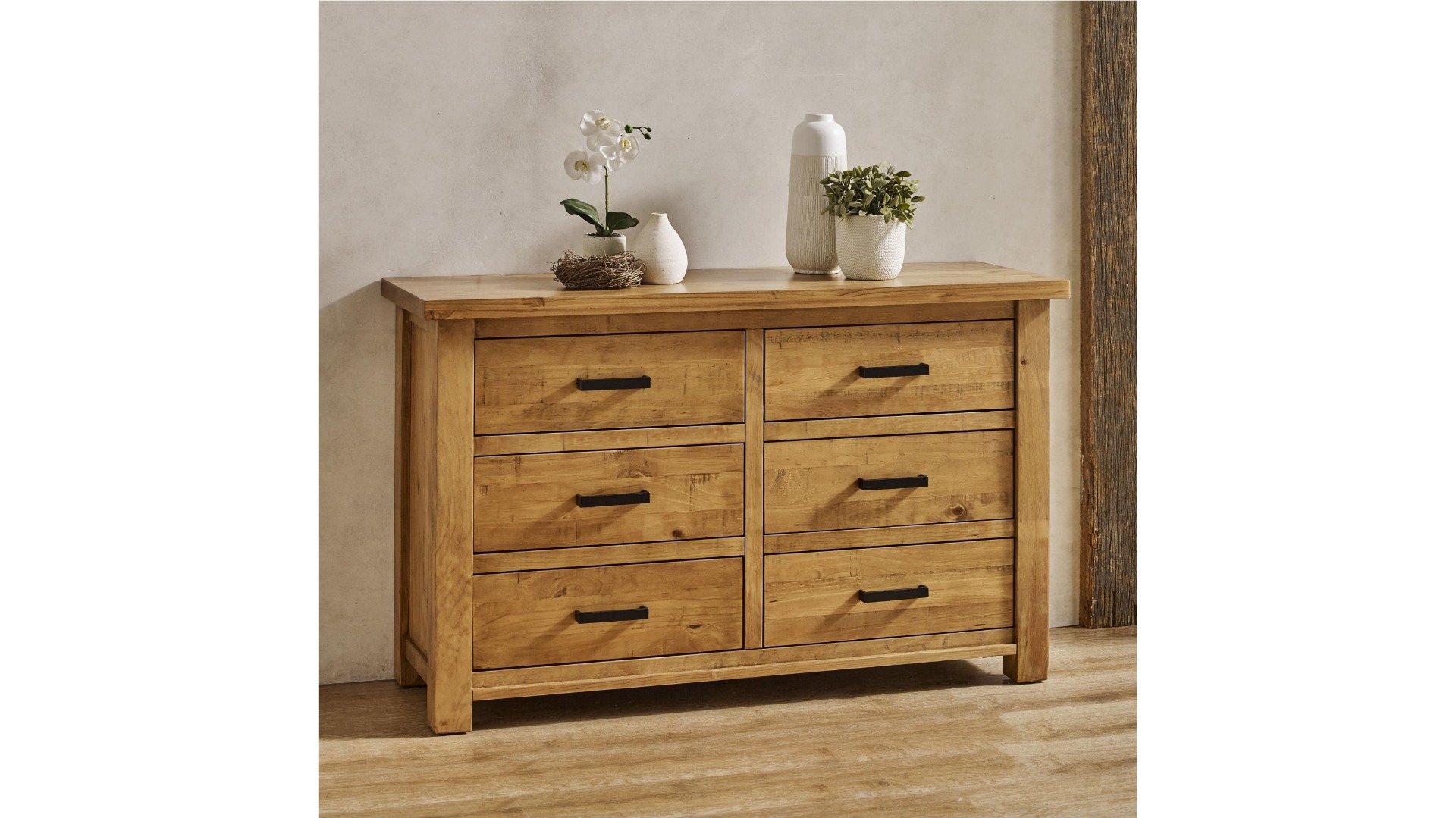 Cobar Light Oak 6-Drawer Dresser | Harvey Norman