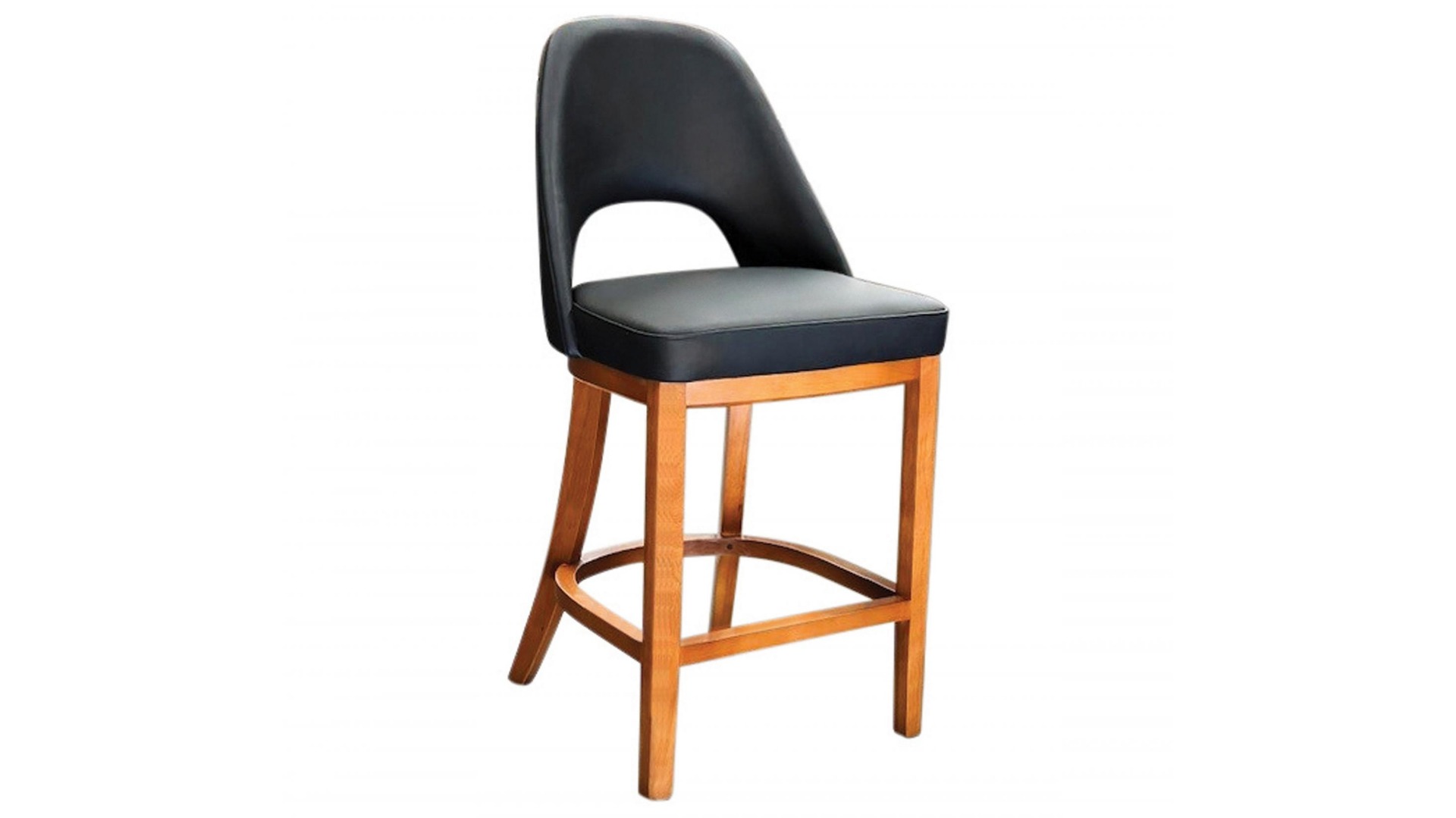 Domus Leather Bar Stool - Black | Harvey Norman