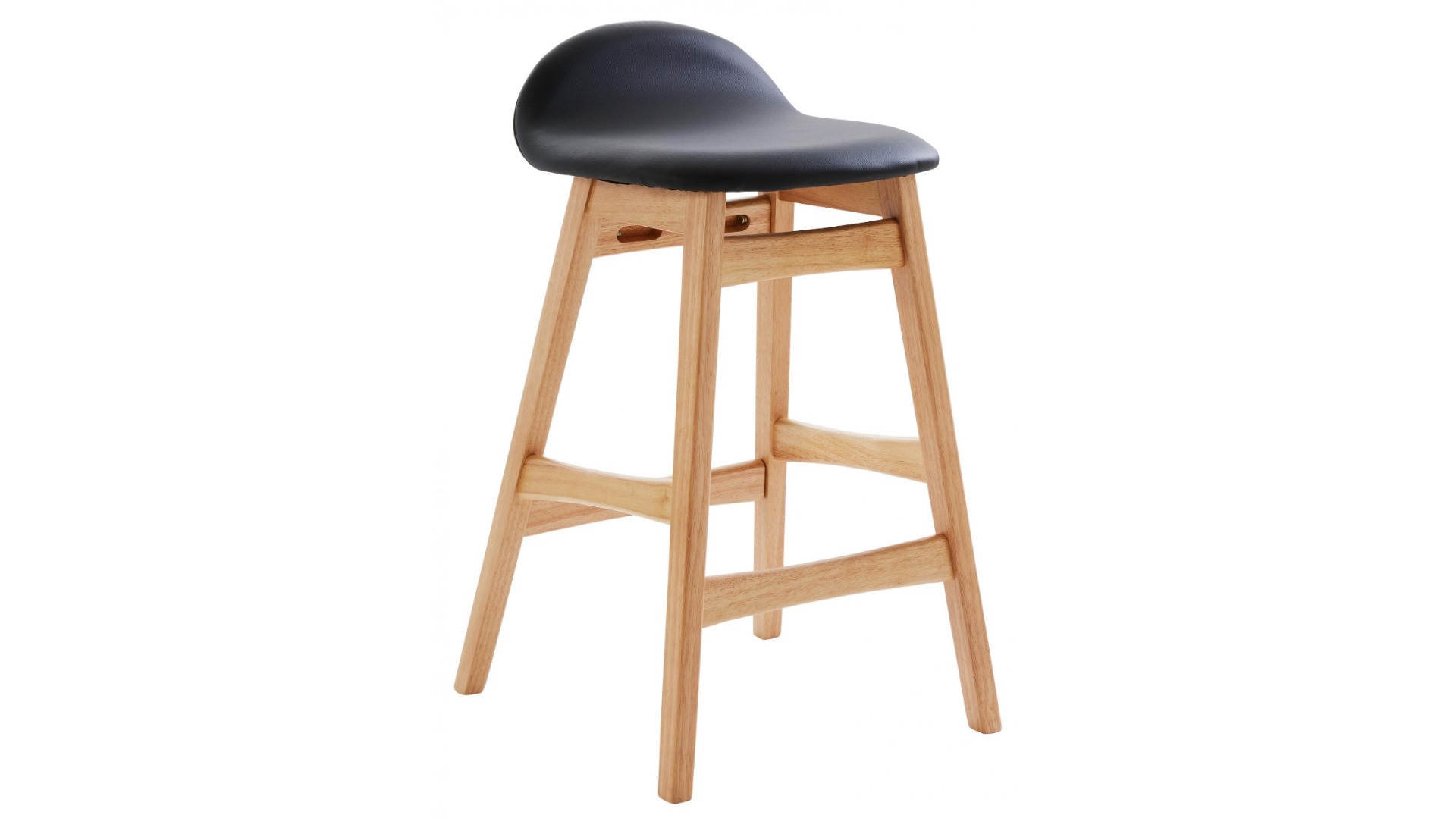 Enzo Bar Stool - Black with Natural Frame | Harvey Norman