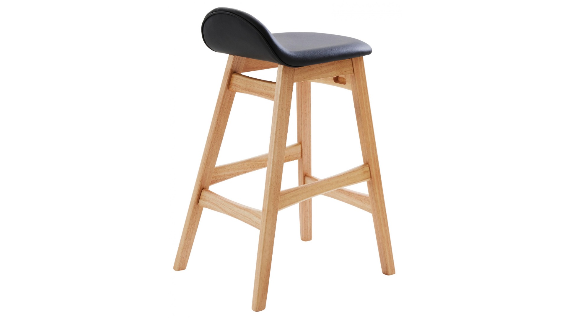 Enzo Bar Stool - Black with Natural Frame | Harvey Norman