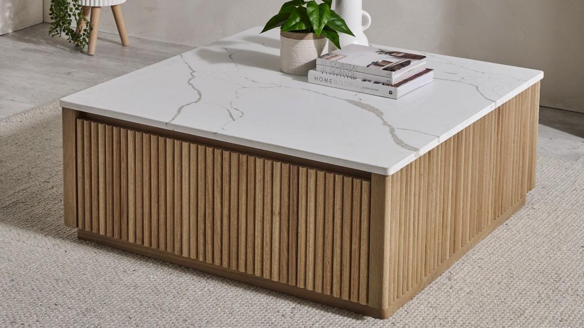 Como Coffee Table with Stone Top | Harvey Norman