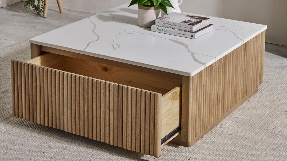 Como Coffee Table with Stone Top | Harvey Norman