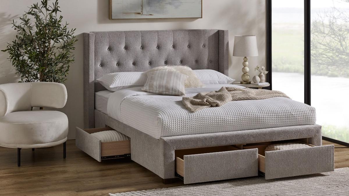Calista 4-Drawer Grey Bed - King | Harvey Norman