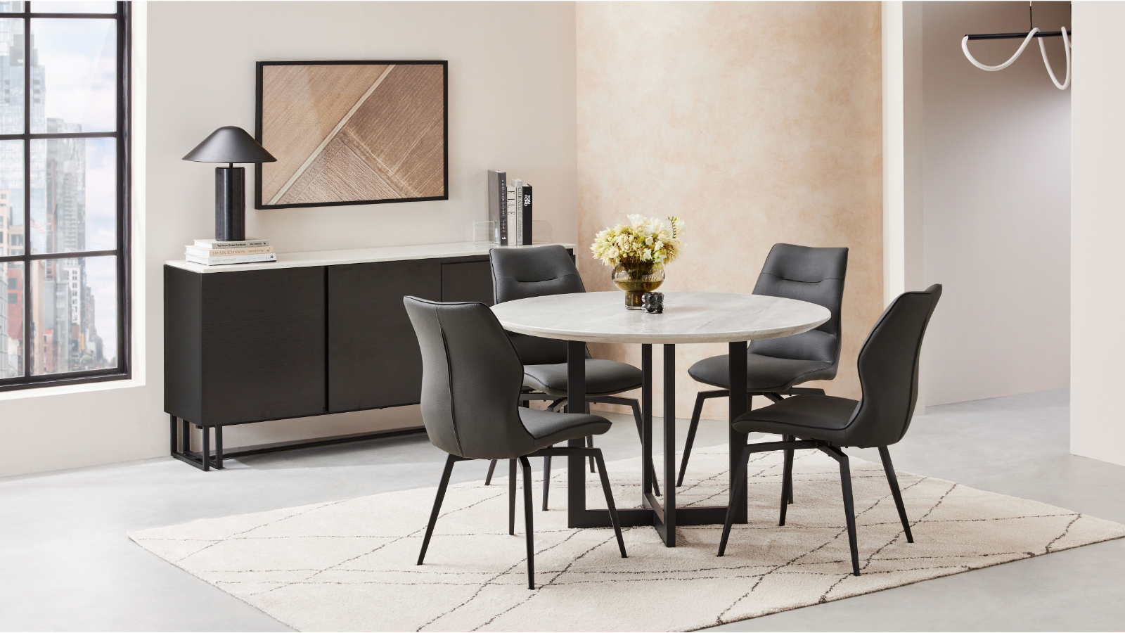 Aurora 5-Piece Round Dining Setting - Graphite | Harvey Norman