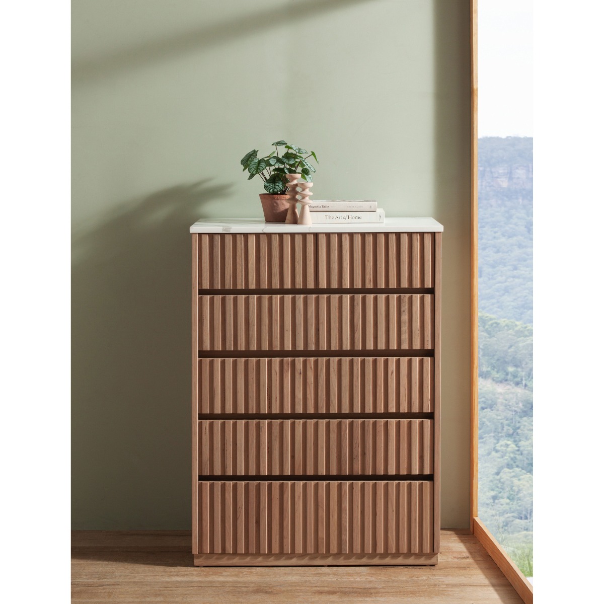 Oxford 6-Drawer Stone Top Tallboy | Harvey Norman