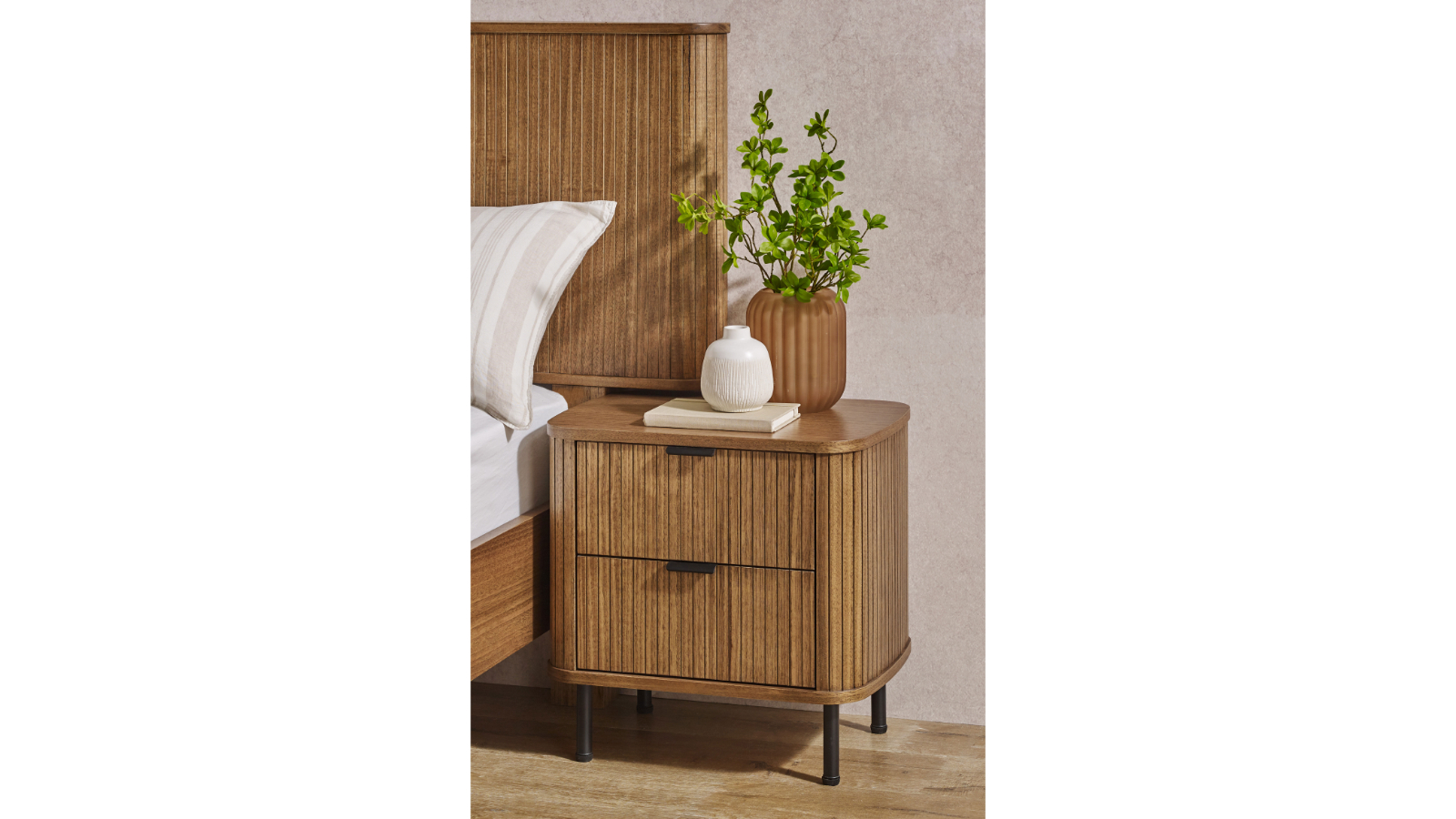 Seattle Smoke 2-Drawer Bedside Table | Harvey Norman