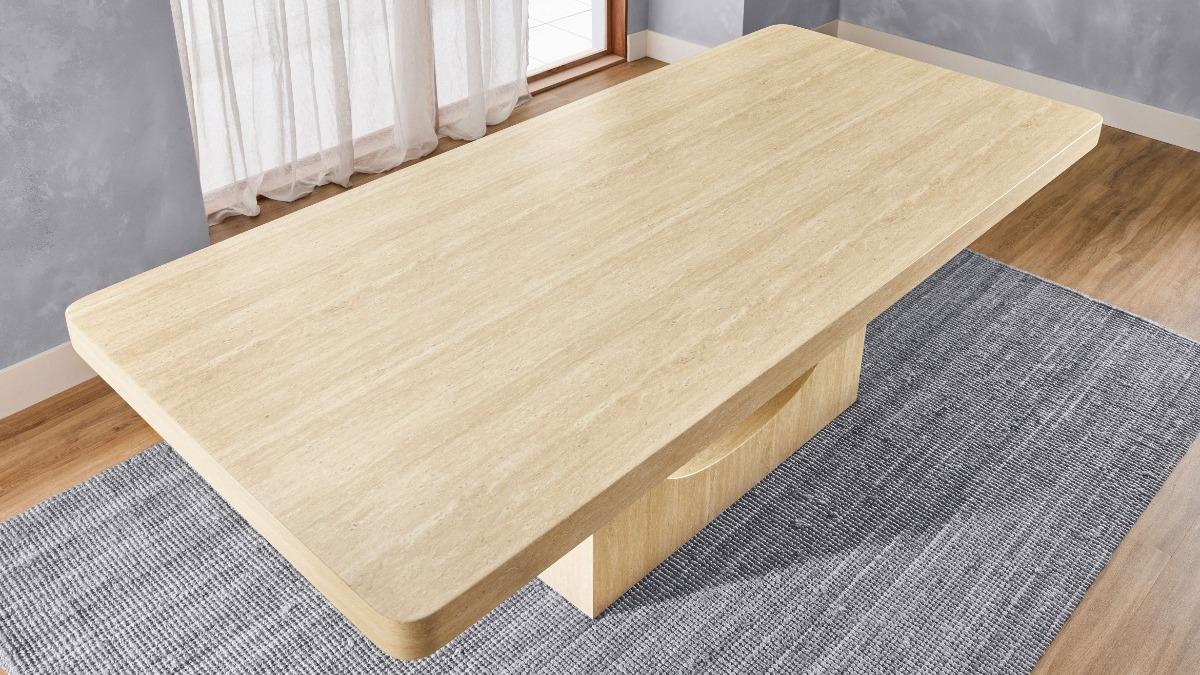 Ariel 240cm Rectangular Dining Table - Sand | Harvey Norman