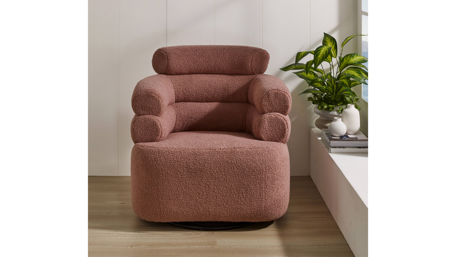 Lena Swivel Accent Chair - Pink | Harvey Norman