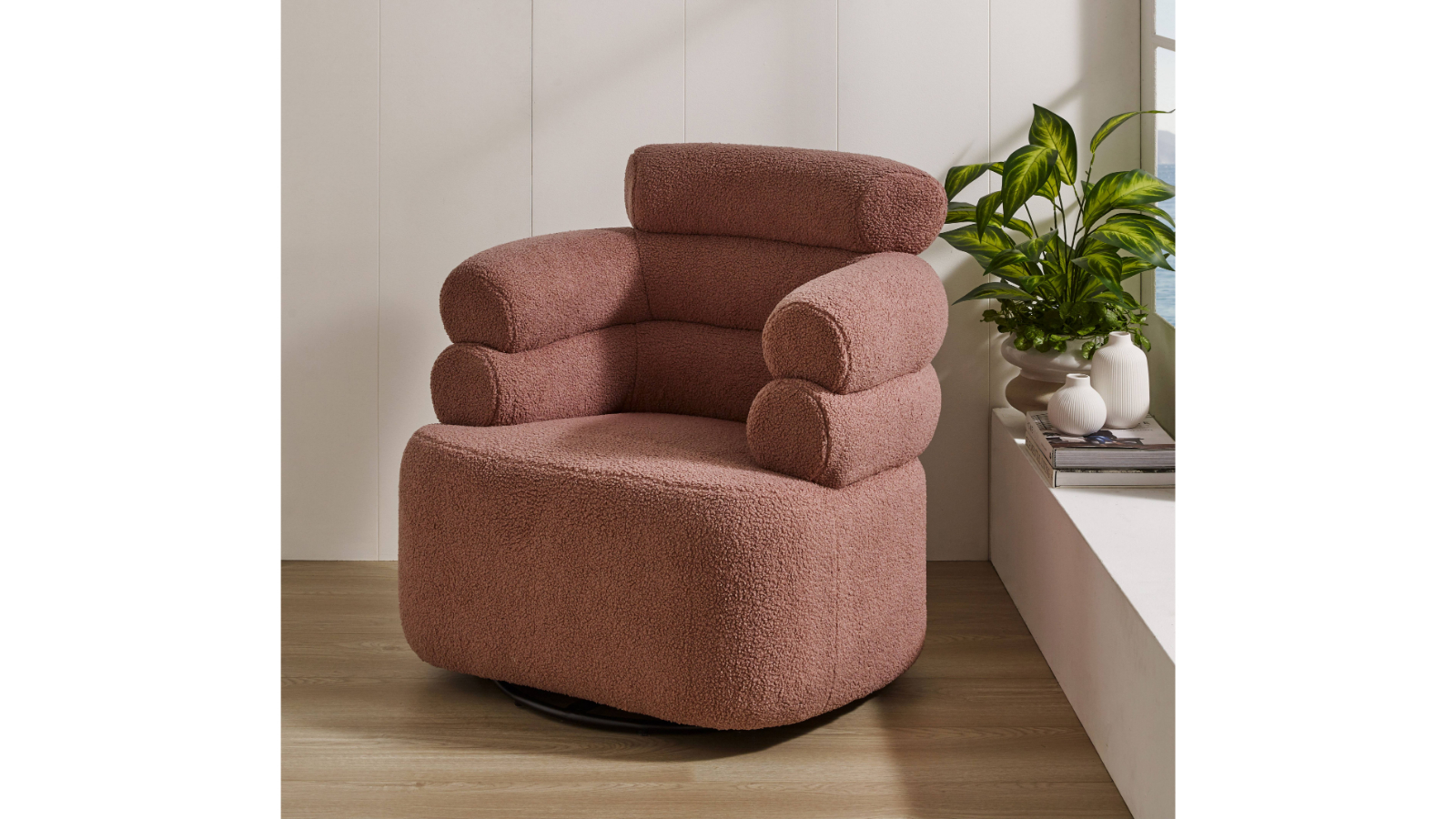 Lena Swivel Accent Chair - Pink | Harvey Norman