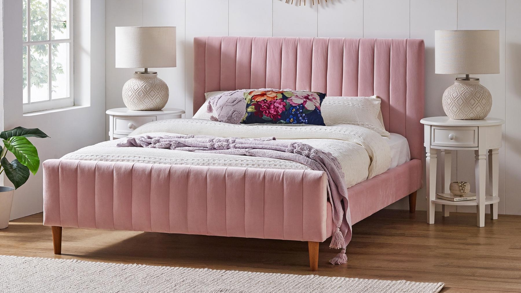 Alexa King Single Bed - Pink | Harvey Norman