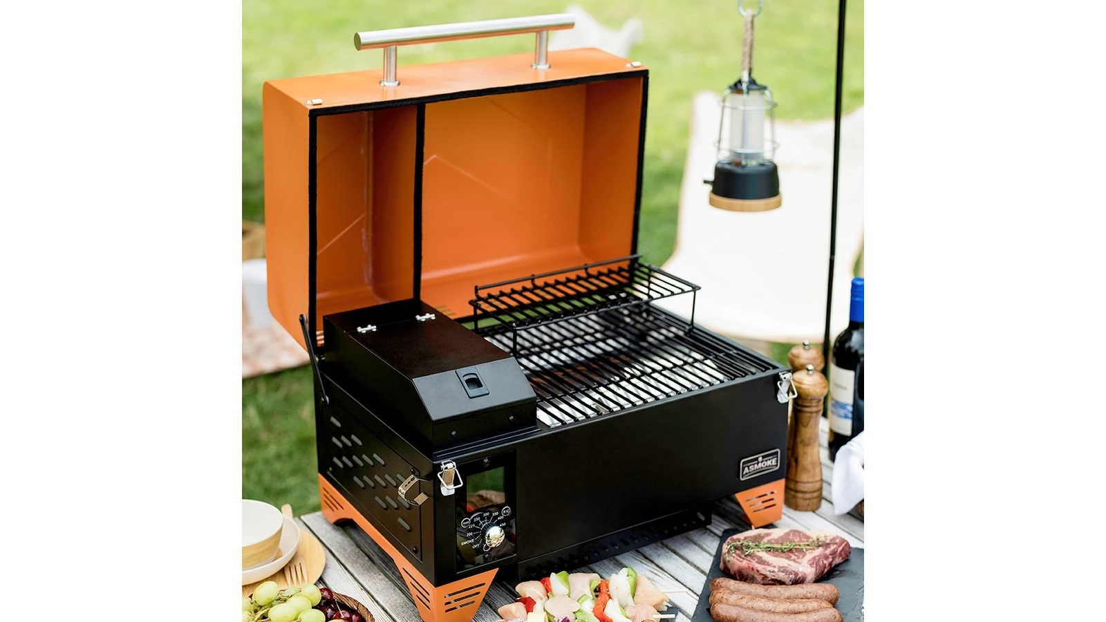 ASMOKE AS350 Portable Wood Pellet Grill and Smoker - Cinder Black ...