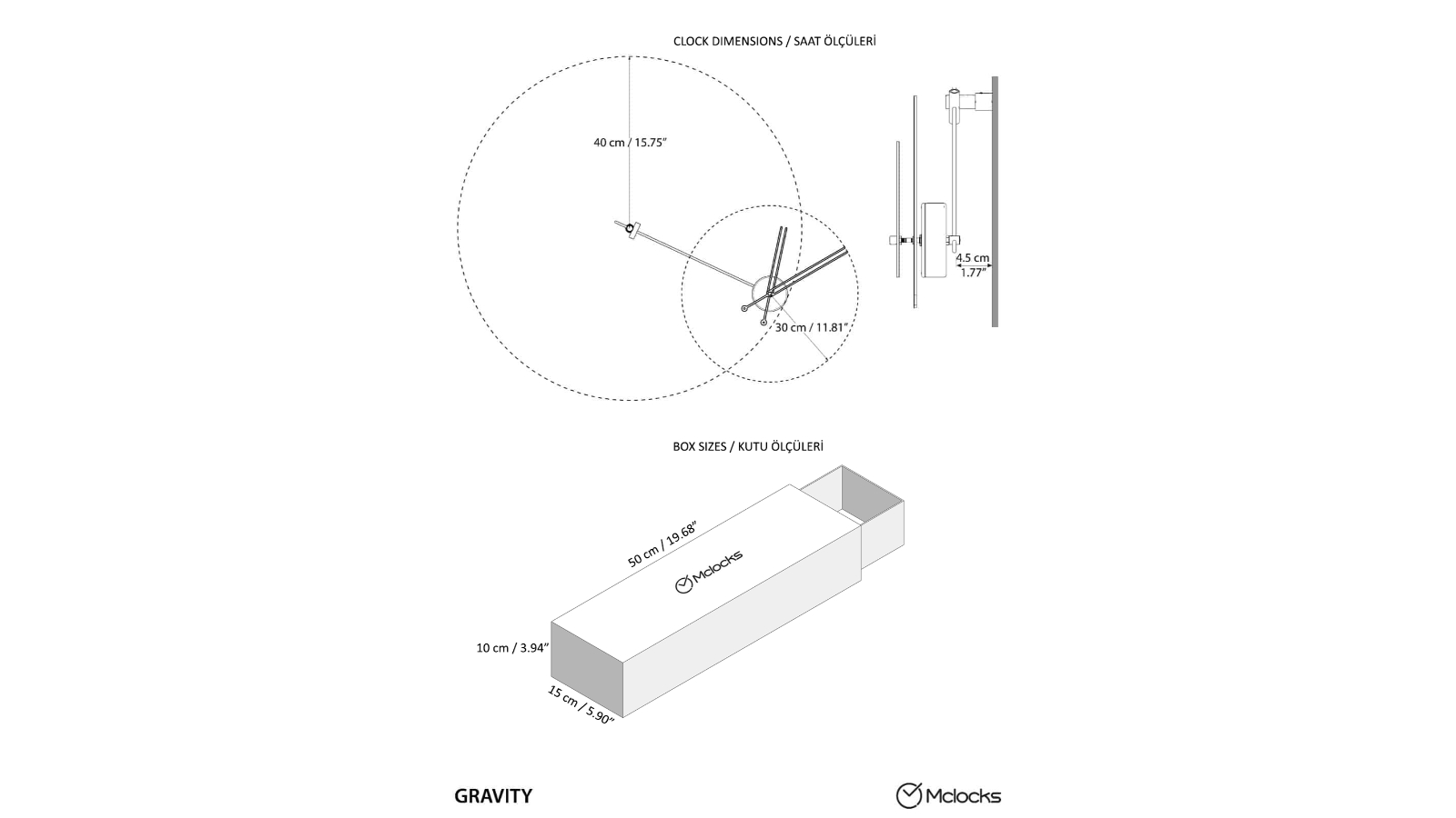 Mclocks Gravity Wall Clock - Black/Oak | Harvey Norman