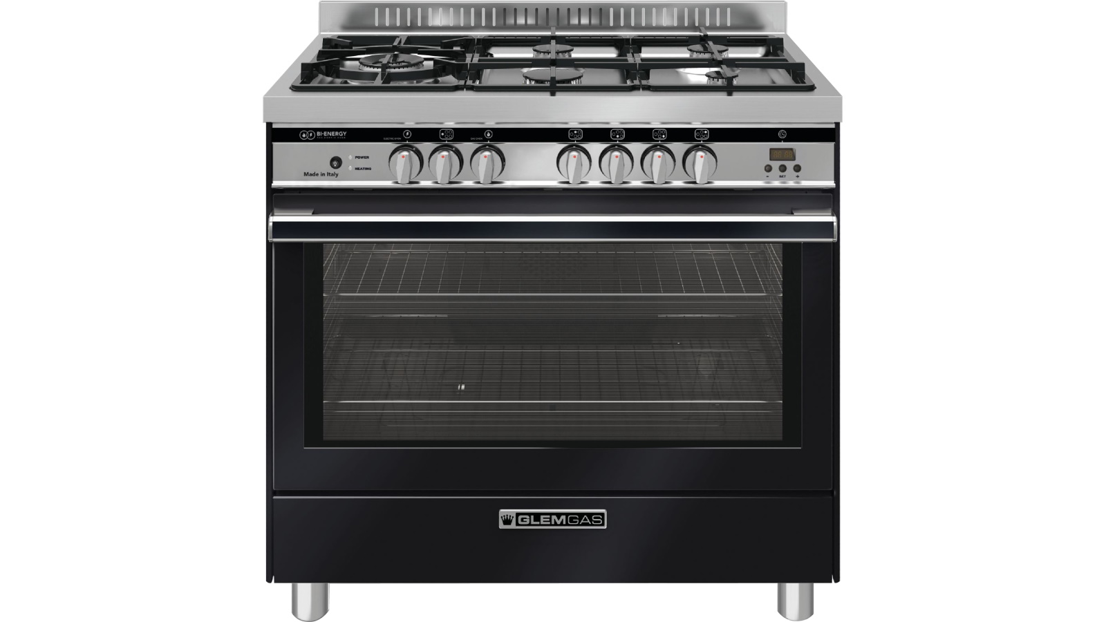 Glem Gas 900mm Bi Energy Cooker - Matte Black | Harvey Norman