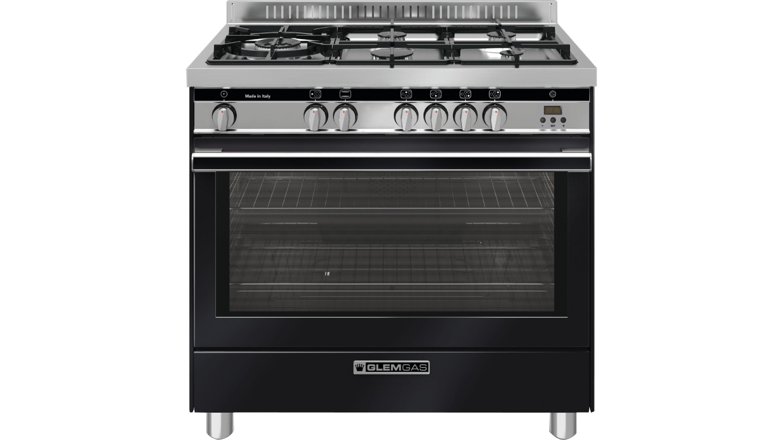 Glem 900mm Fan Assisted Gas Cooker - Matt Black | Harvey Norman