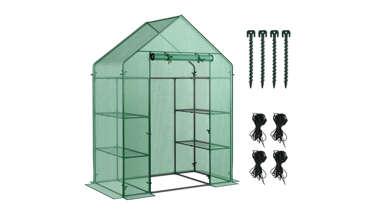Costway Walk-in Greenhouse with Metal Frame and PE Cover - 141 x 72 x ...