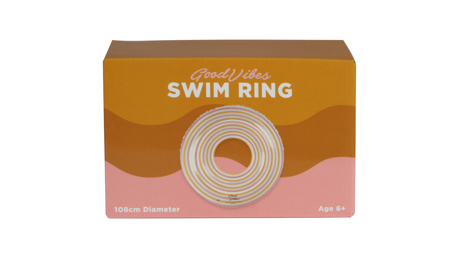 Good Vibes 108cm Kids Inflatable Stripe Swim Ring Toy | Harvey Norman