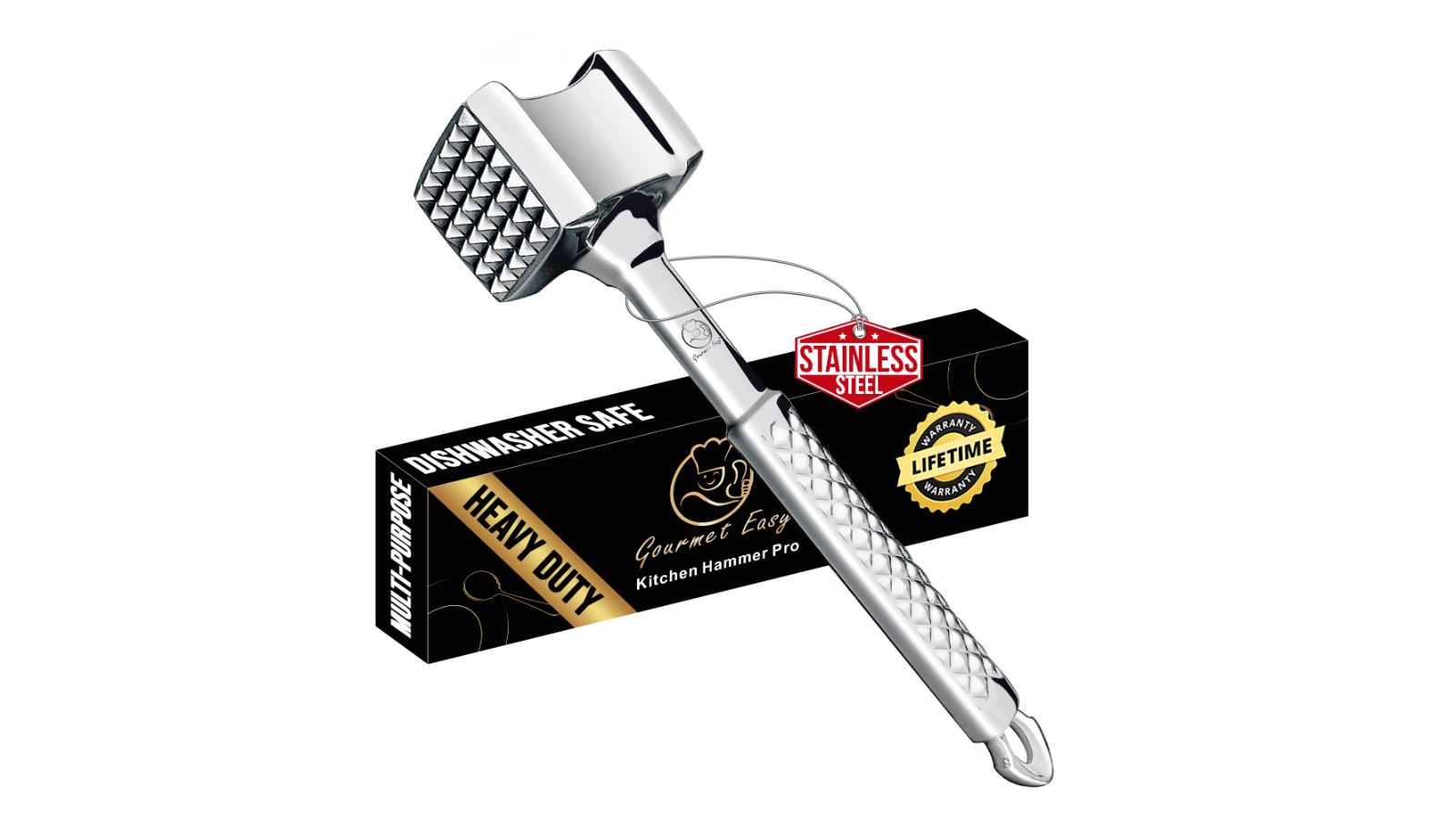 Gourmet Easy Stainless Steel Dual-Sided Kitchen Mallet | Harvey Norman