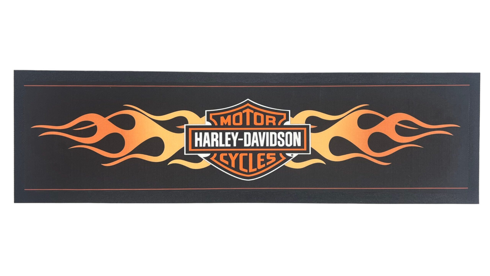 Nostalgia Harley Davidson Motorcycles Bar Shield with Flame Runner Mat ...