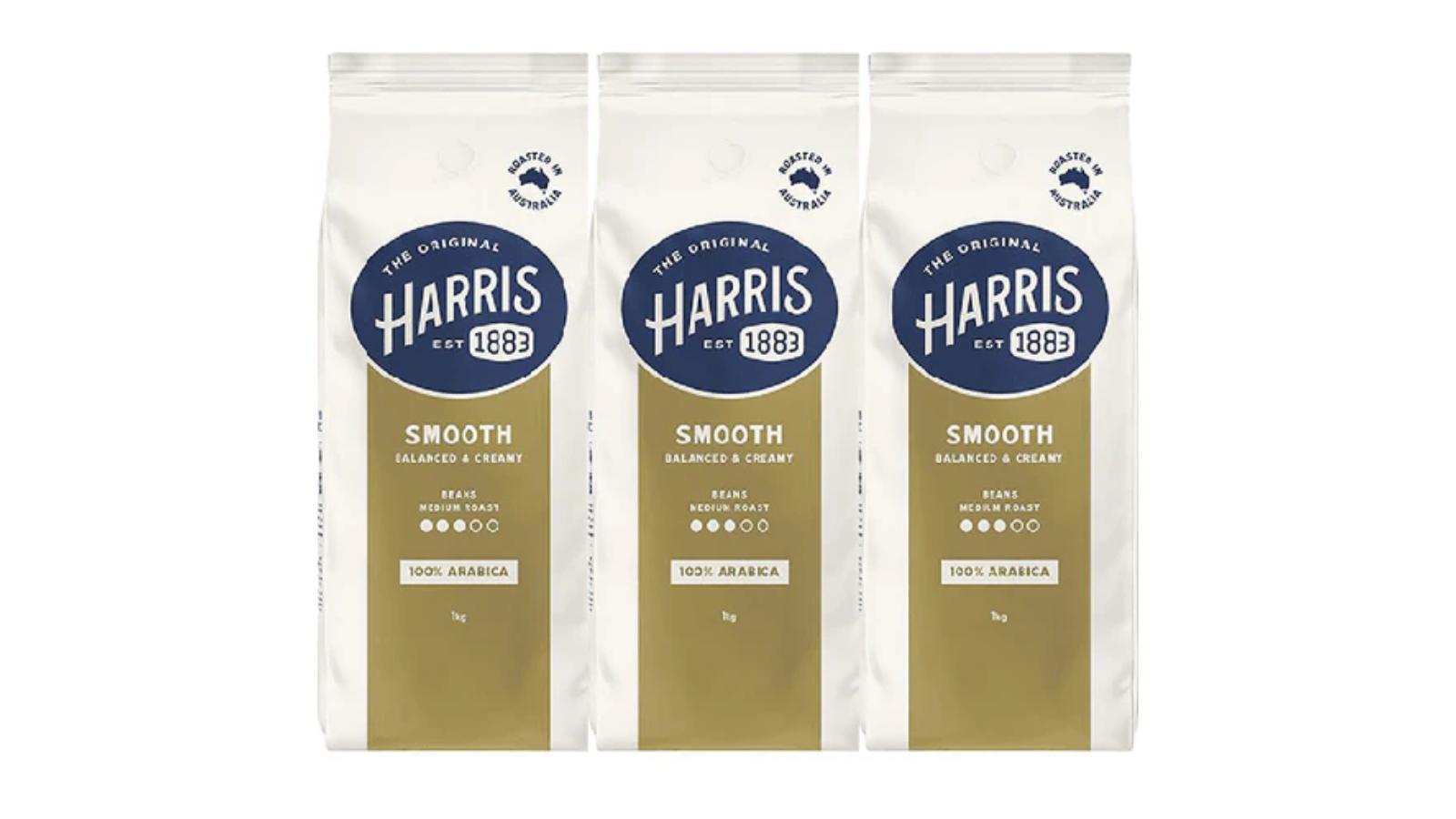 Harris Coffee Pack of 3 Arabica Beans Smooth Medium Roast - 1kg ...