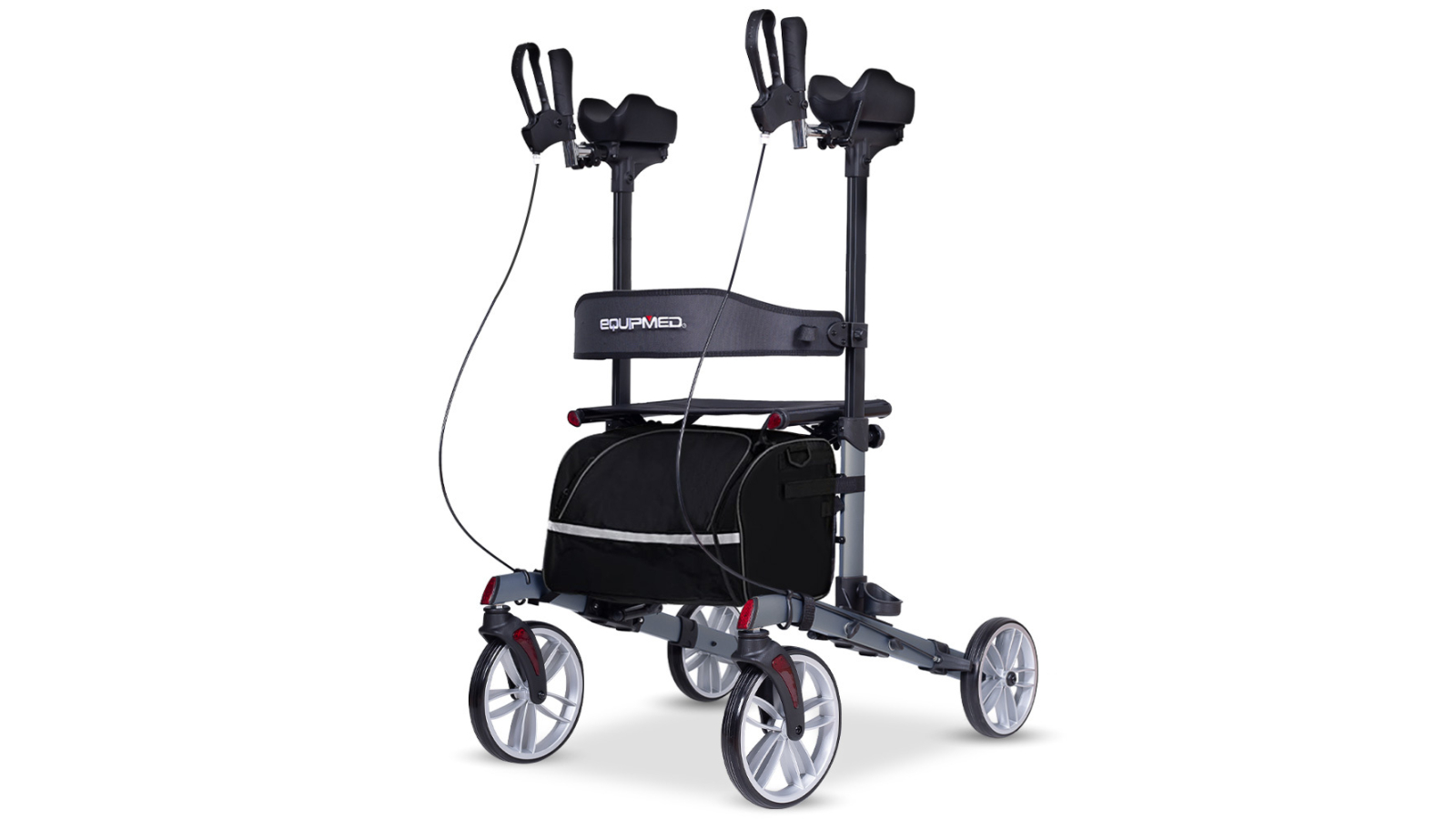Equipmed Upright Rollator Walker with Forearm Rest Support - Grey ...