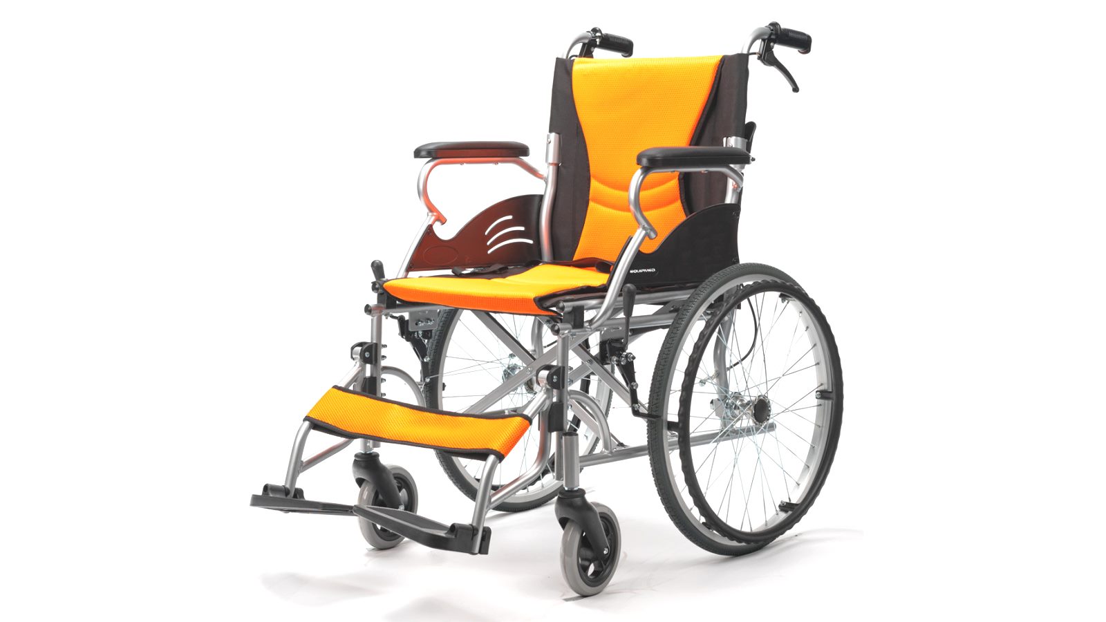 Equipmed Folding Aluminium Wheelchair - Orange | Harvey Norman