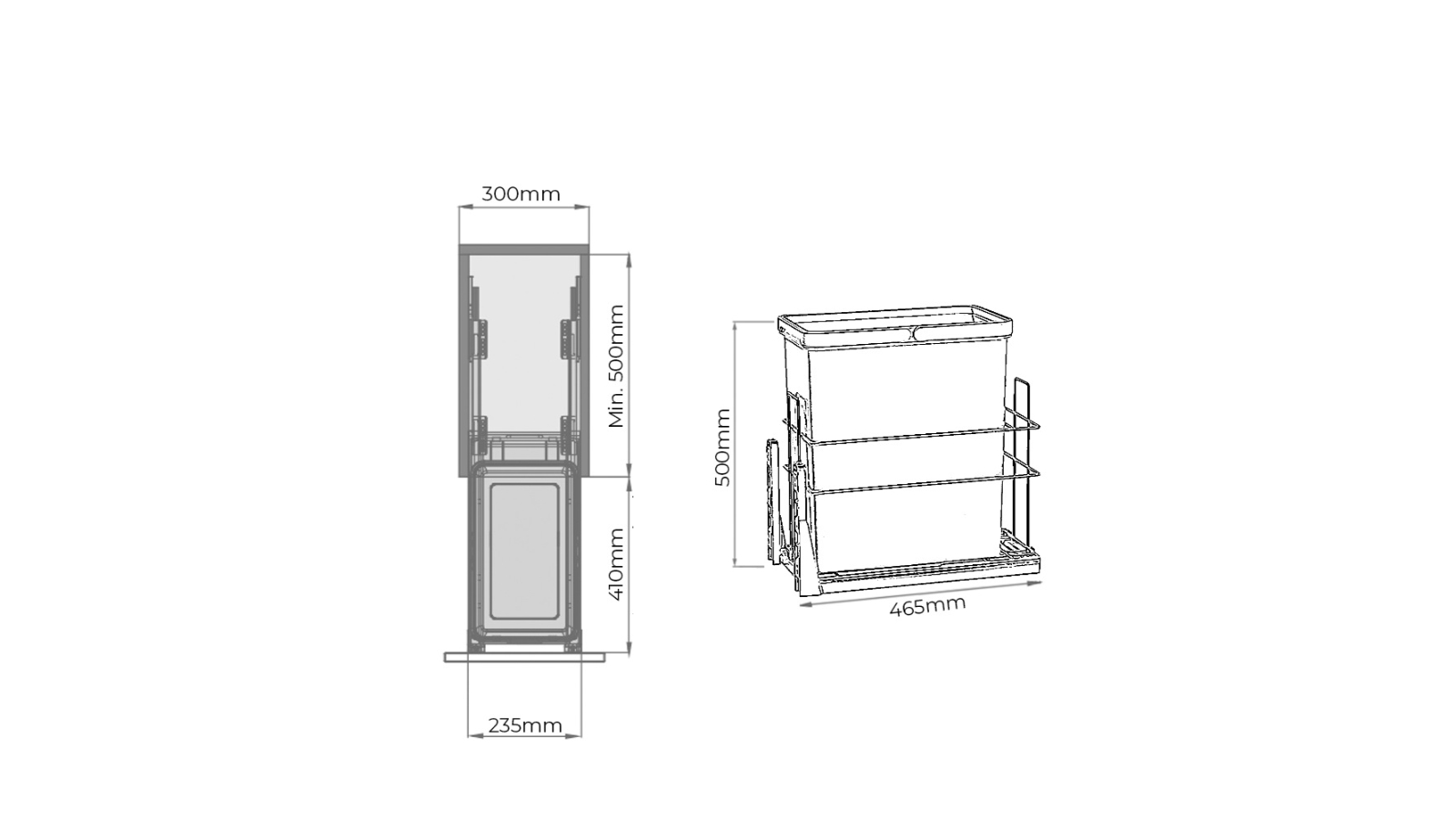 Higold Simplex 28 Litre Single Pull Out Rubbish Bin with Soft Close for ...