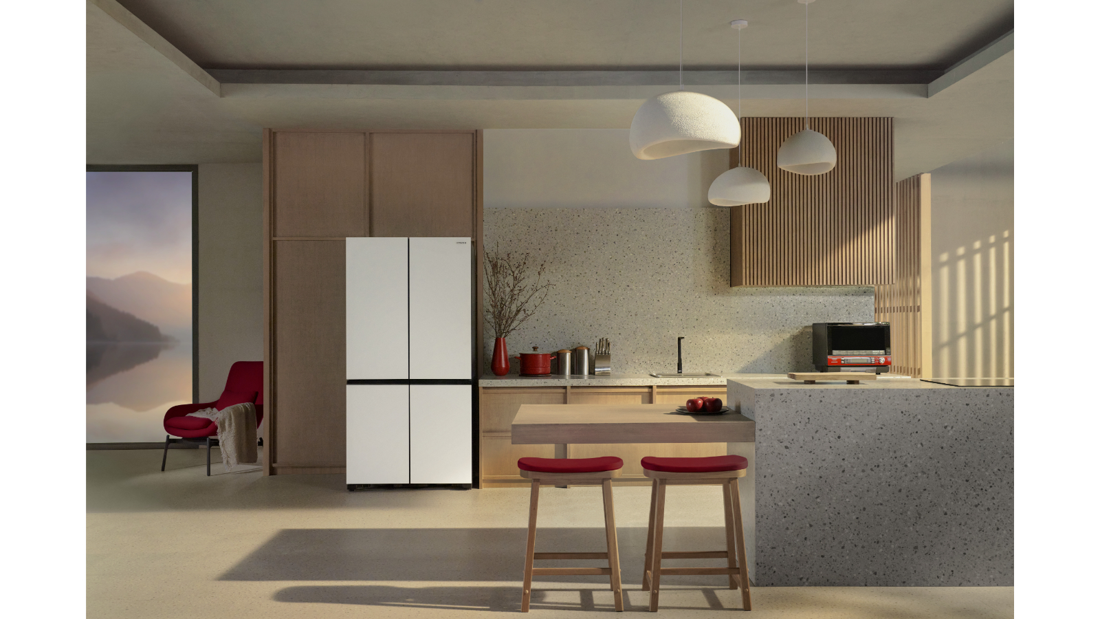 Hitachi 569L French Door Refrigerator - Matte Glass White | Harvey Norman