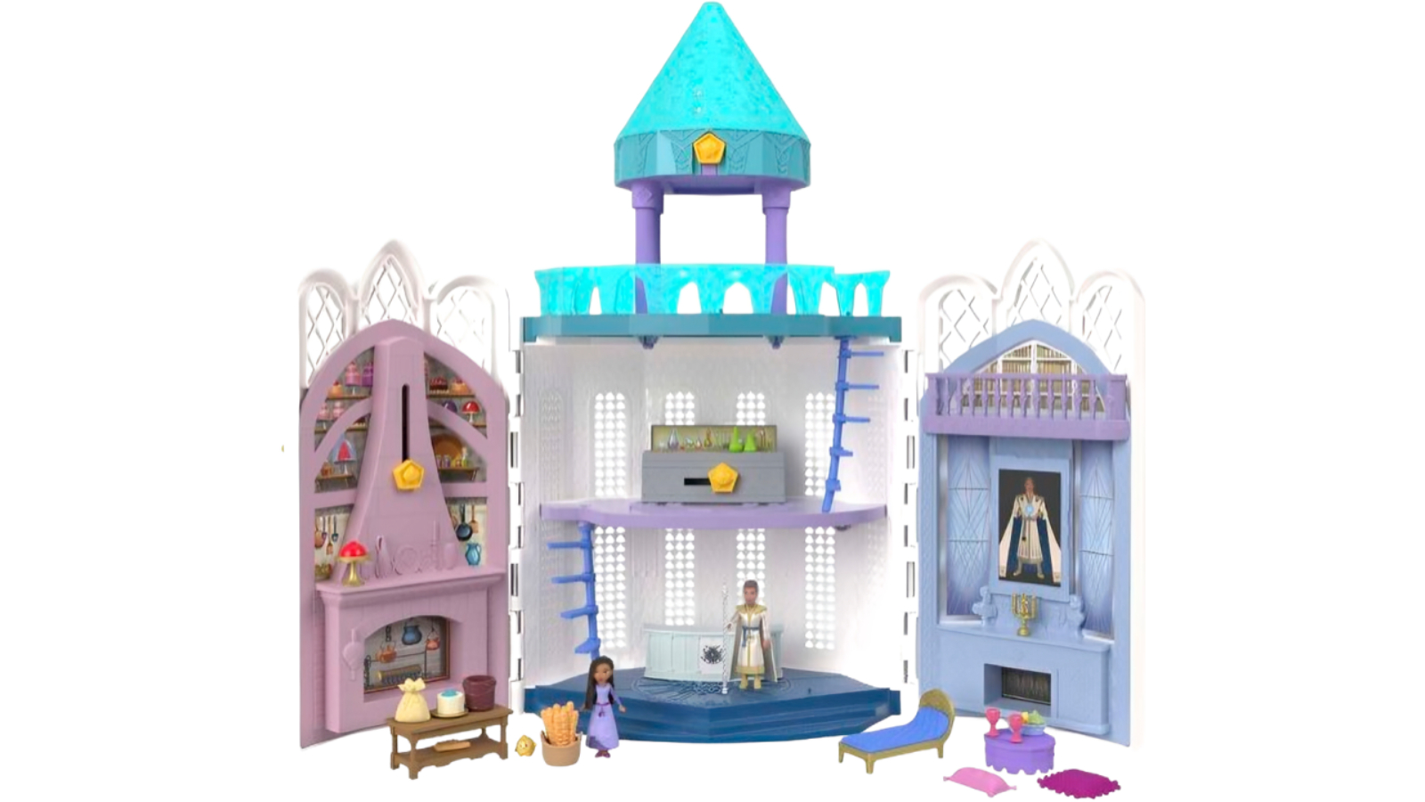 Disney Wish Rosas Castle Dollhouse Playset with 2 Posable Mini Doll ...