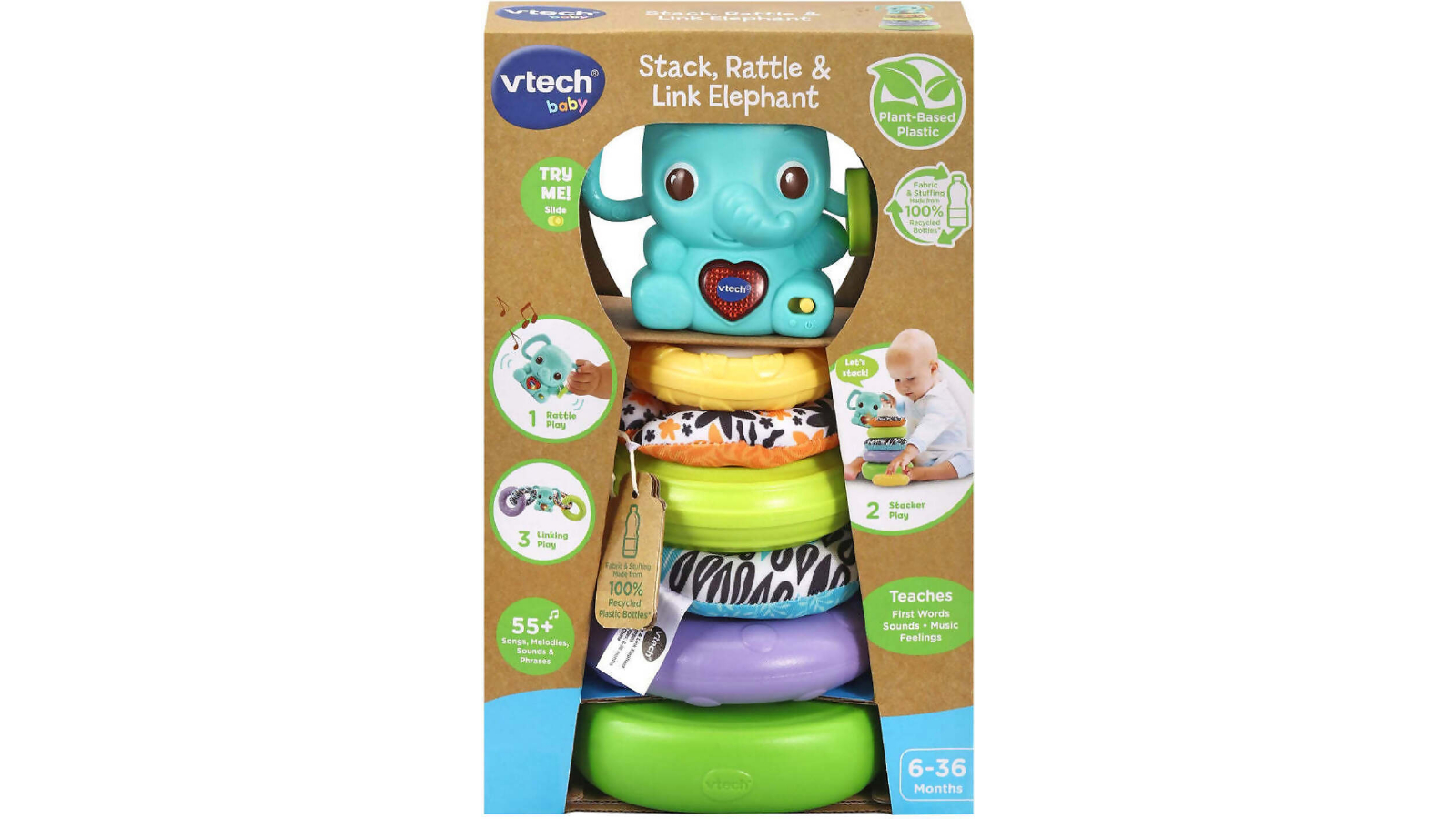 Vtech Stack Rattle and Link Elephant | Harvey Norman