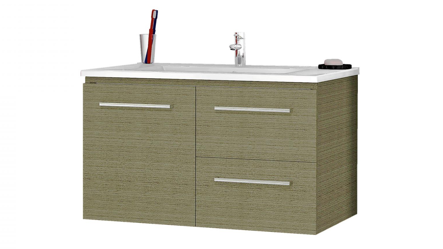 Timberline Austin 750mm Wall-Hung Vanity with Centre Bowl Alpha Ceramic ...