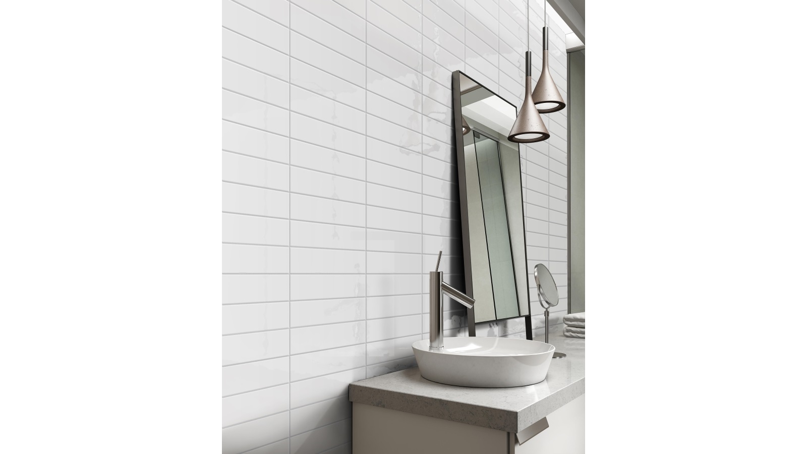 Hamilton White 68x280mm Wavy Satin Tile | Harvey Norman