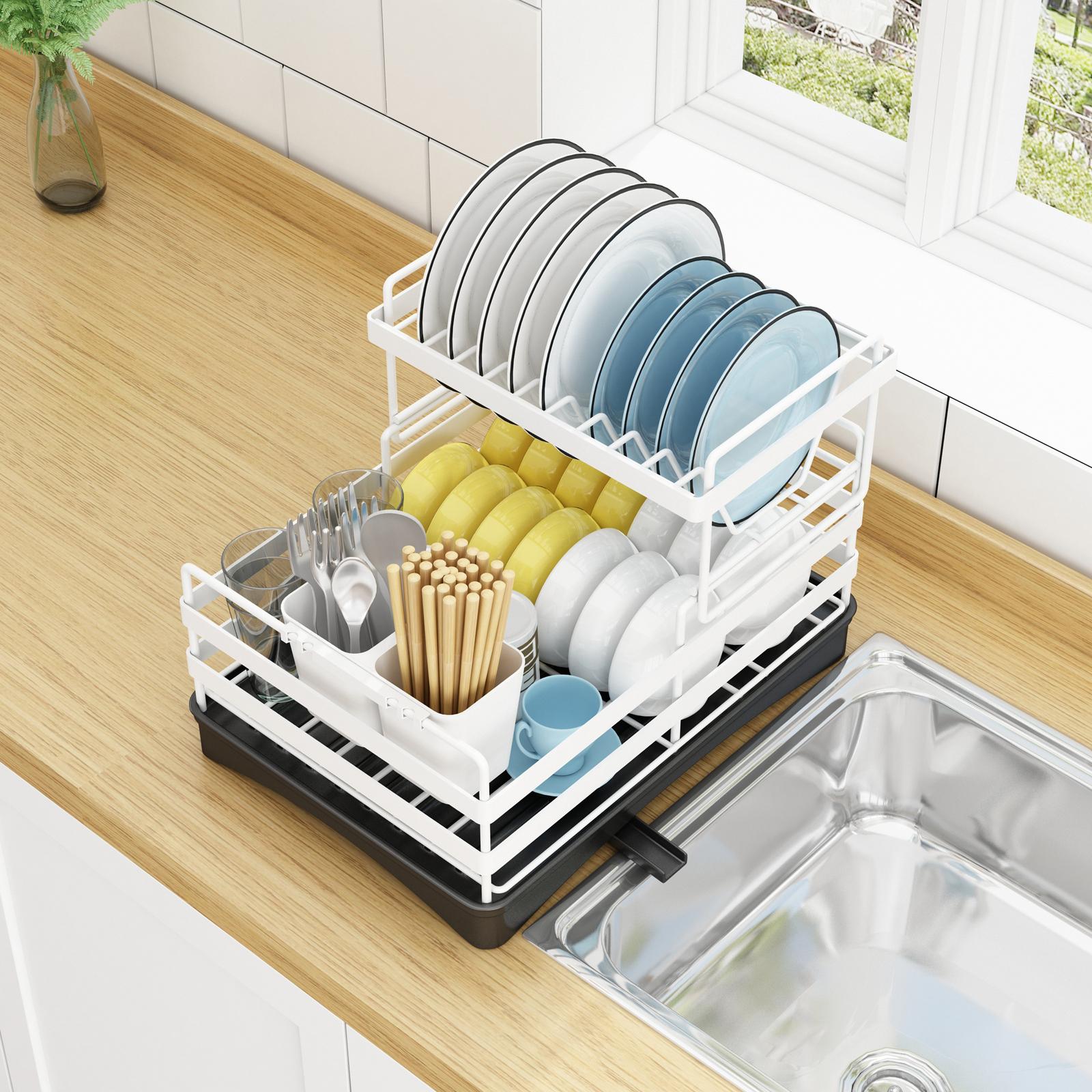 Viviendo 2 Tier Kitchen Counter Dish Rack - White | Harvey Norman