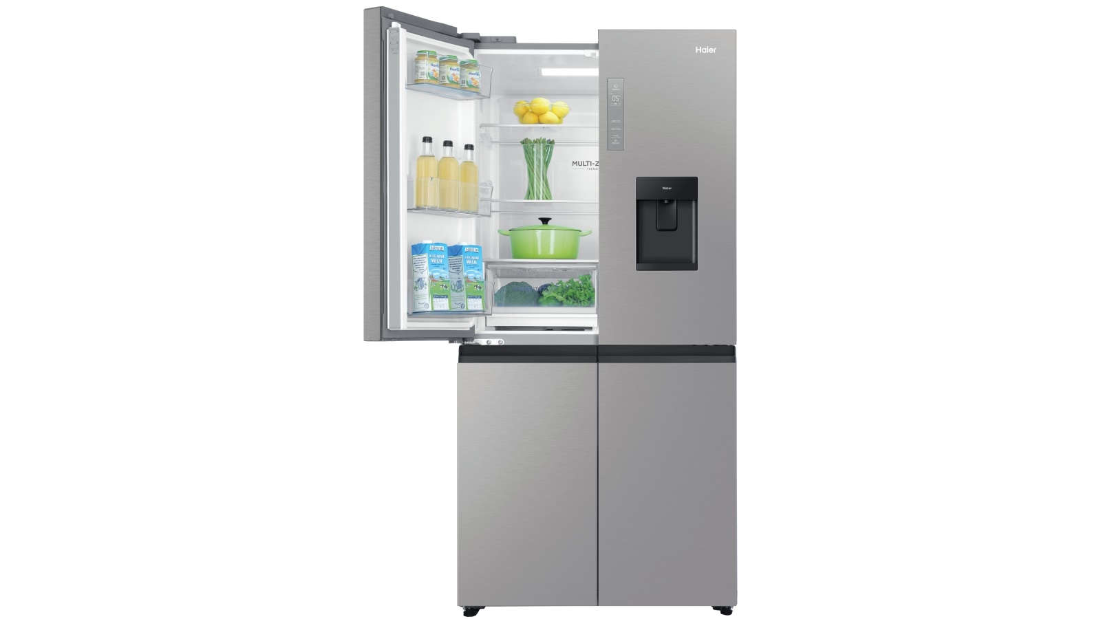 Haier 508L Quad Door Fridge with Water Dispenser - Satina | Harvey Norman
