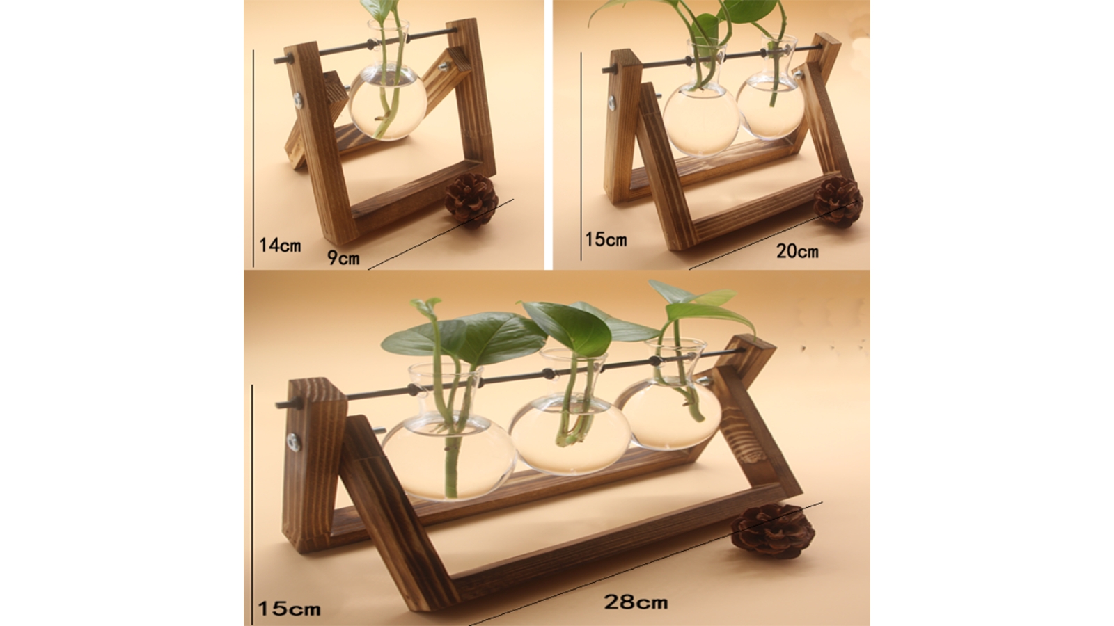 HOD Glass And Wood Terrarium Hydroponics Vase Planter - Small | Harvey ...